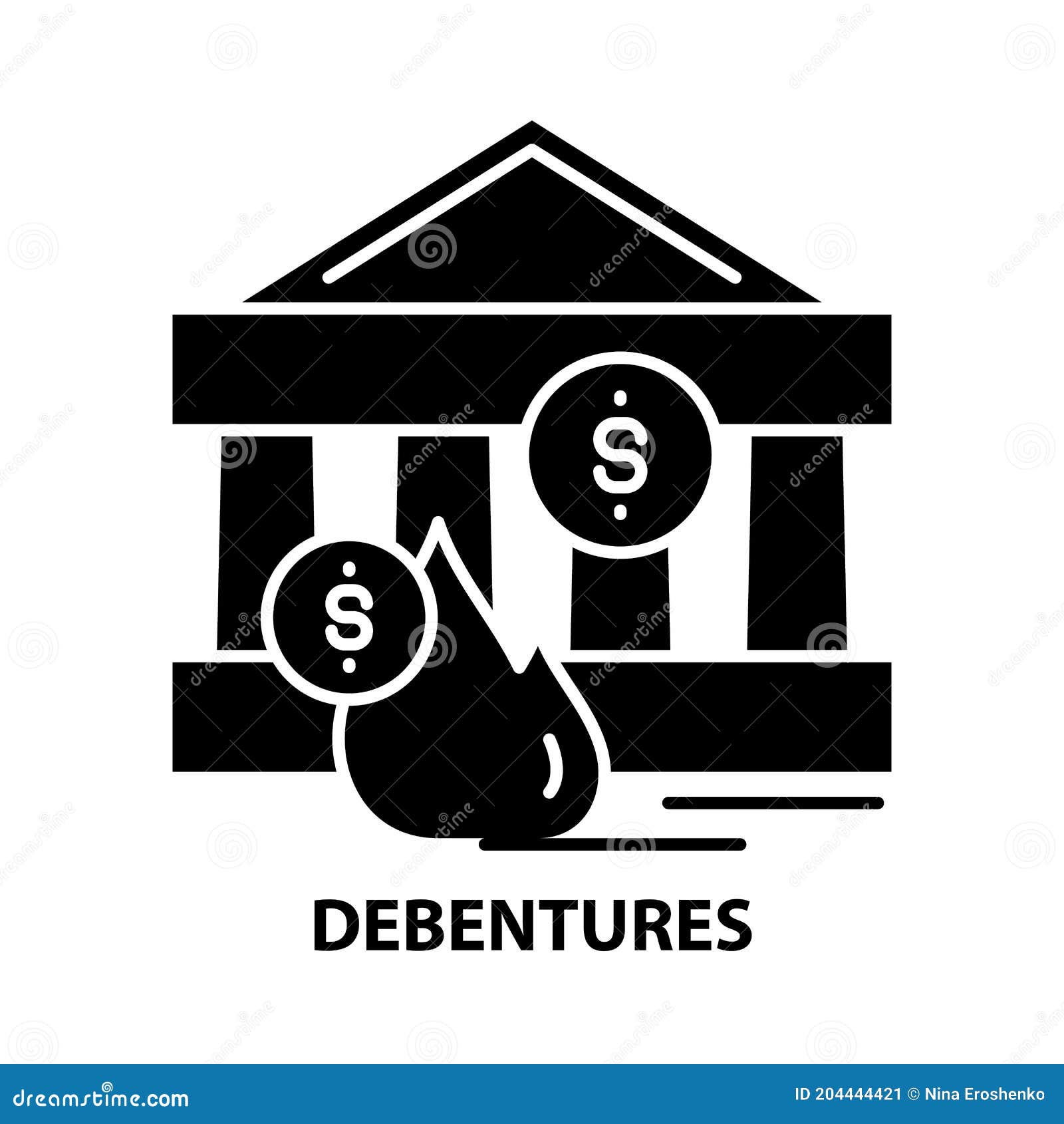 Debentures Icon, Black Vector Sign with Editable Strokes, Concept ...