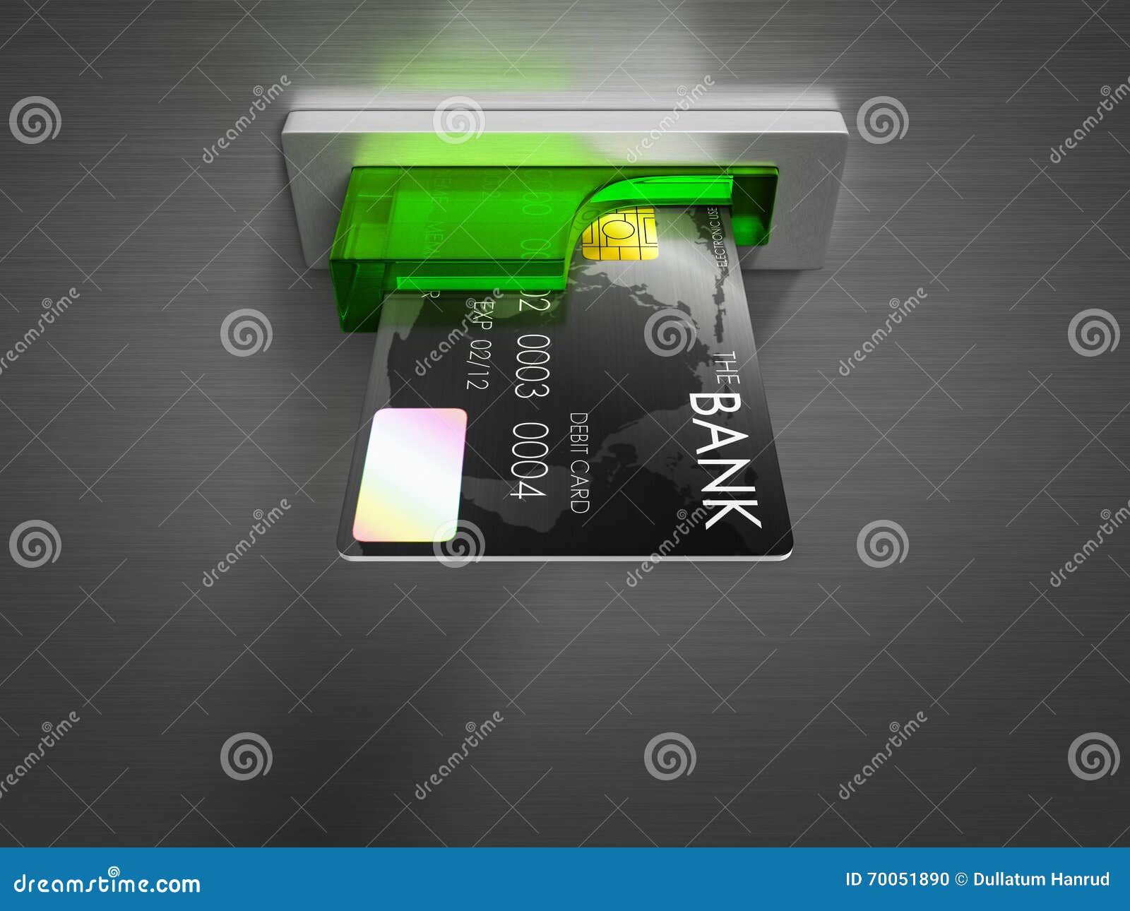 Debit card in a cash. stock illustration. Illustration of machine ...