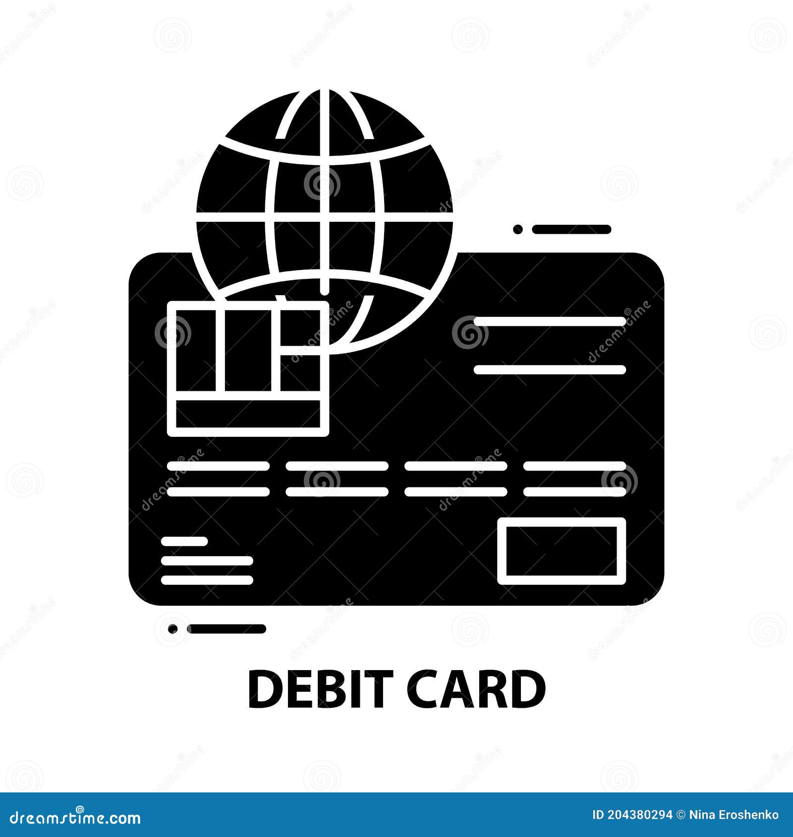 Debit Card Icon, Black Vector Sign with Editable Strokes, Concept ...