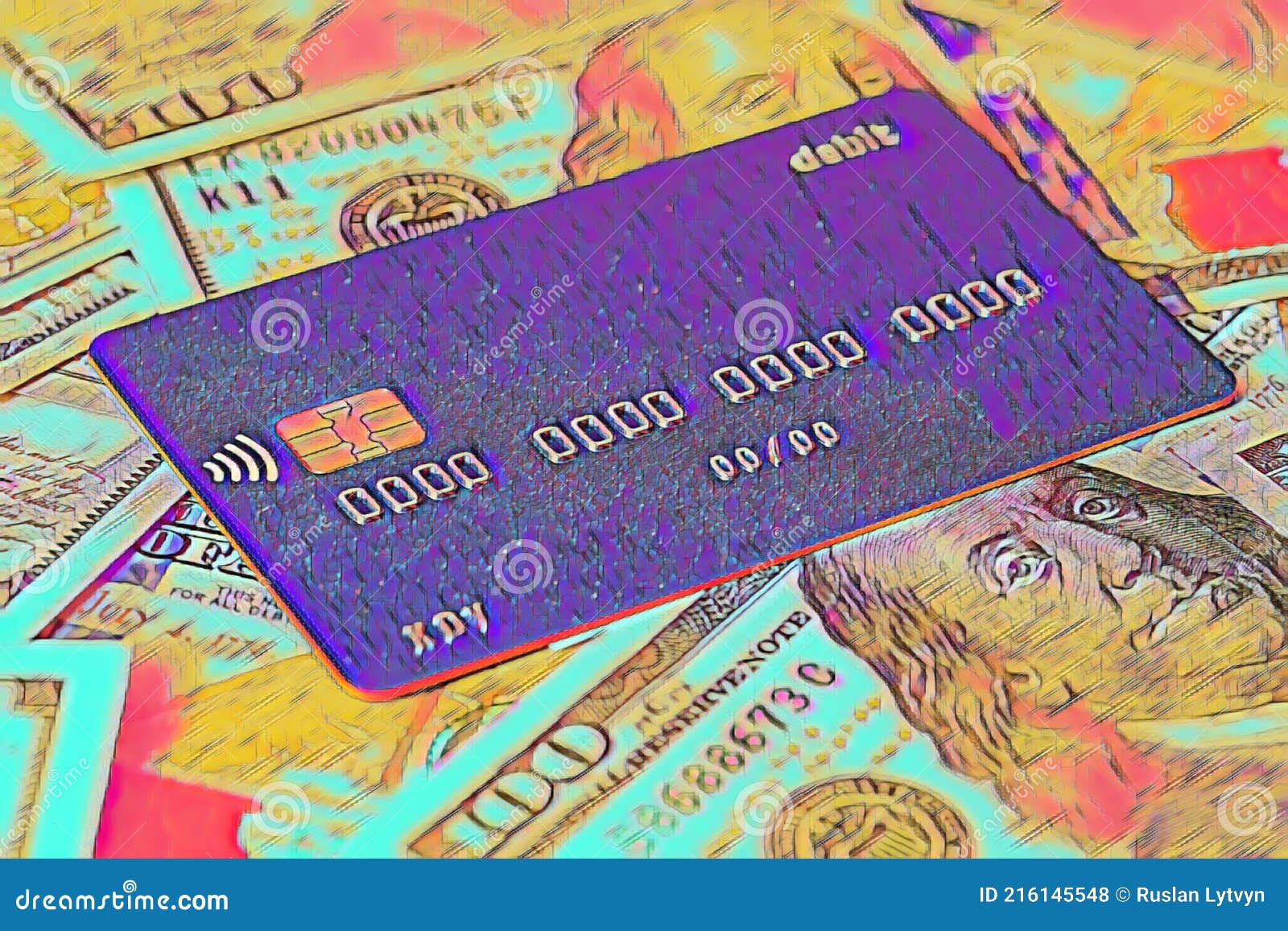 Debit Card and US 100 Dollar Banknote Stock Photo - Image of electronic ...