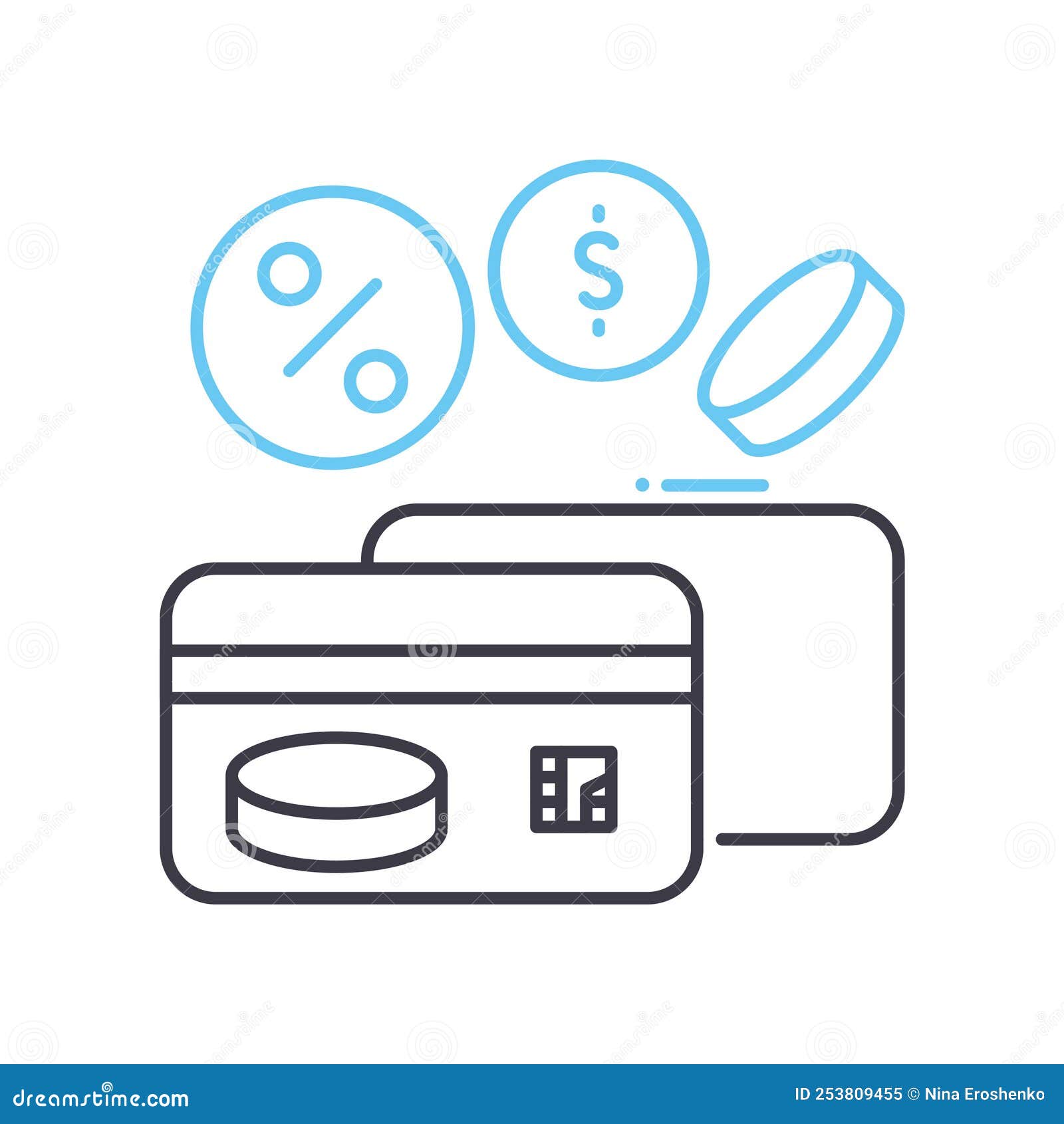 Debit Line Icon, Outline Symbol, Vector Illustration, Concept Sign ...