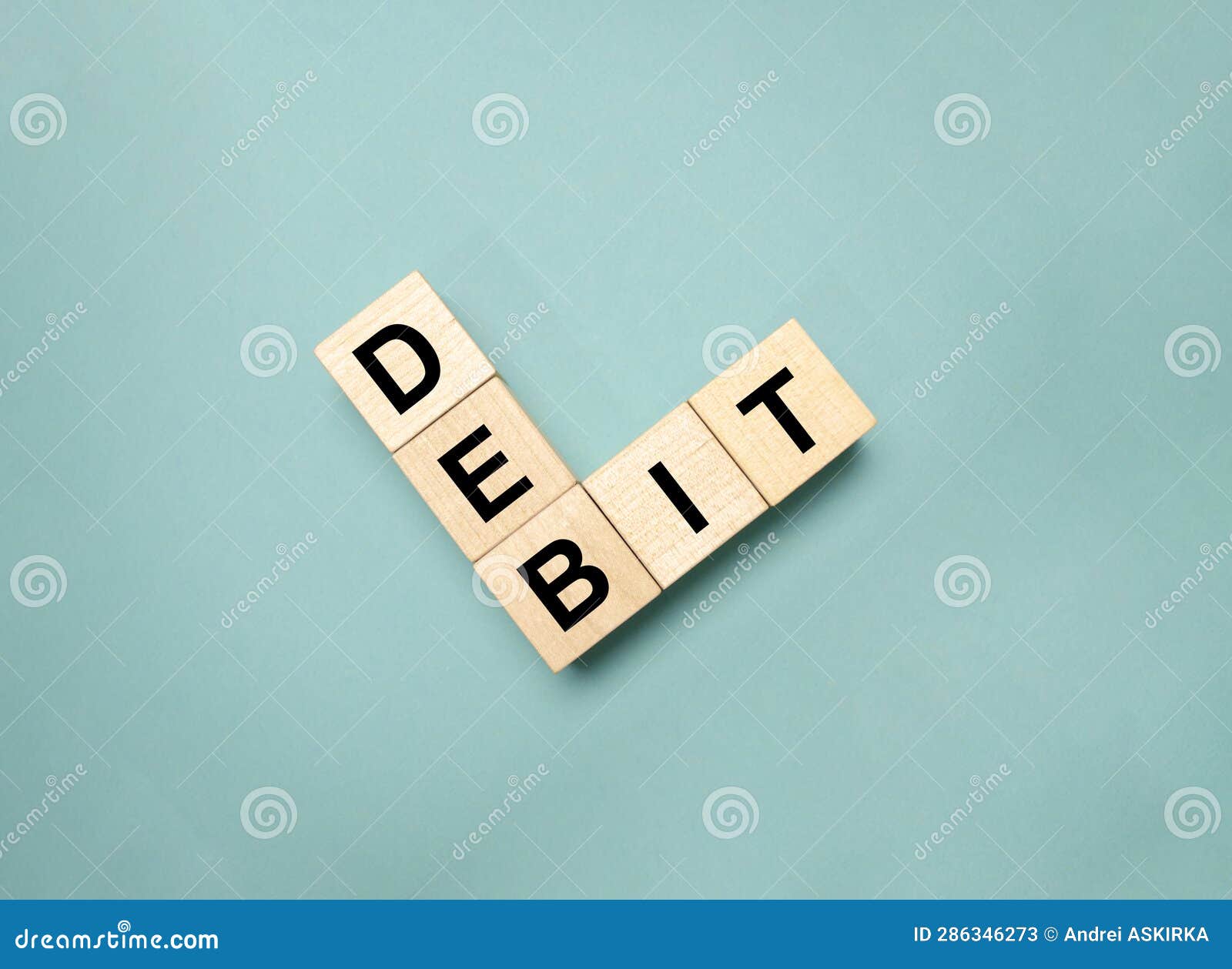 Debit Symbol. Concept Word Basics on Wooden Blocks Stock Illustration ...