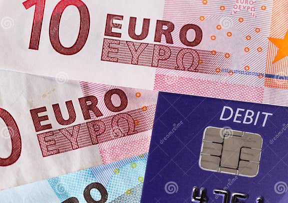 Chip and Pin Debit Card on Macro of Euro Stock Image - Image of default ...