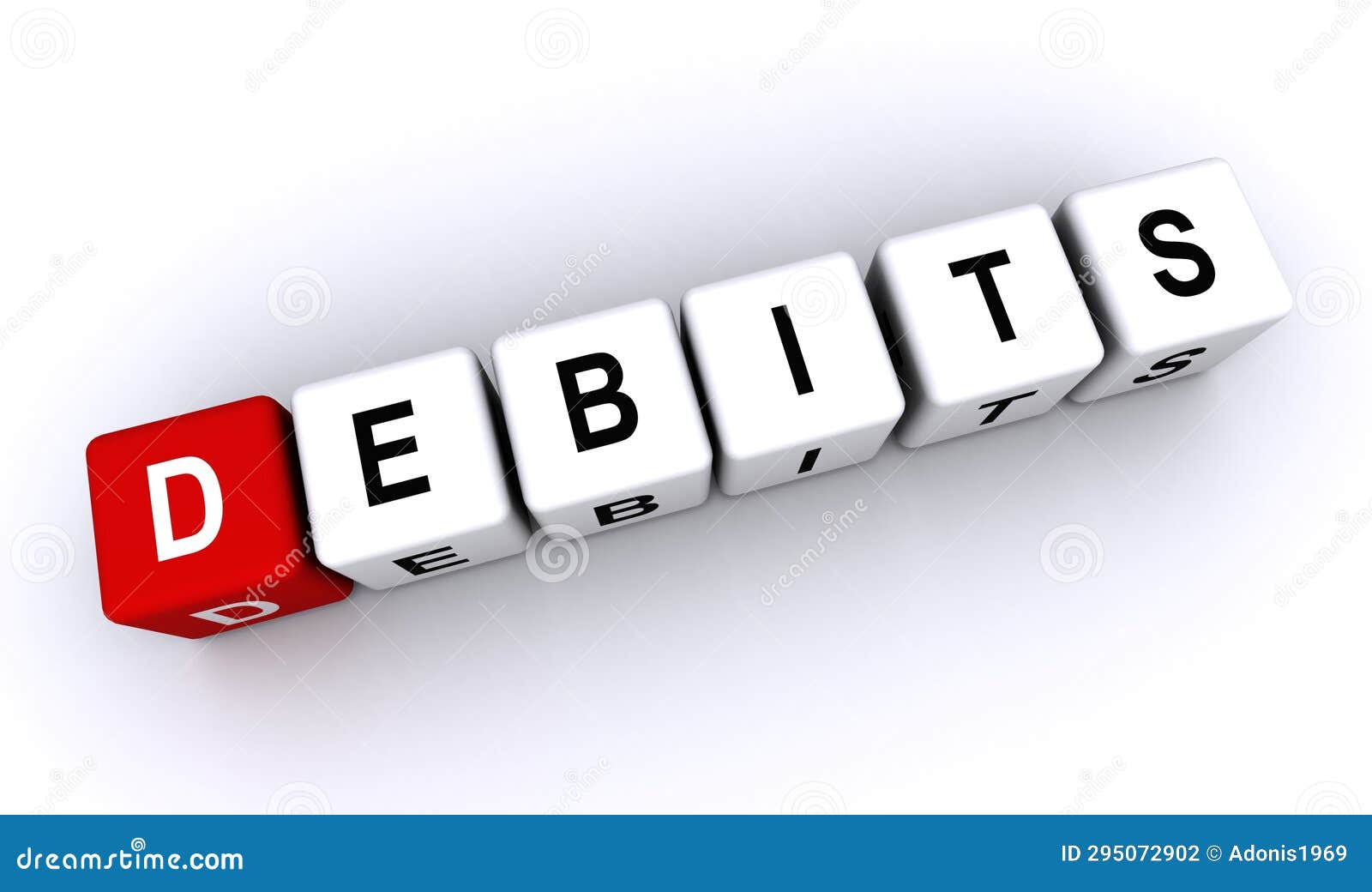 Debits word block on white stock photo. Image of entry - 295072902