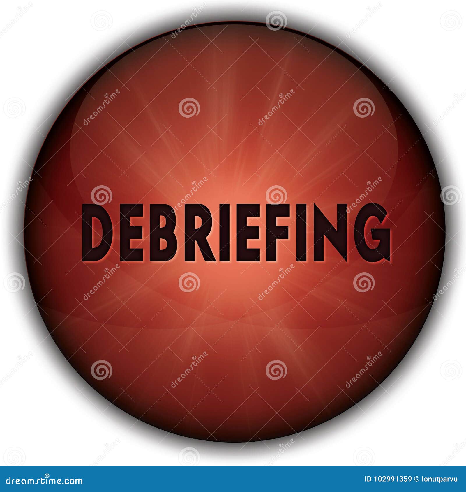 DEBRIEFING Red Button Badge. Stock Illustration - Illustration of ...