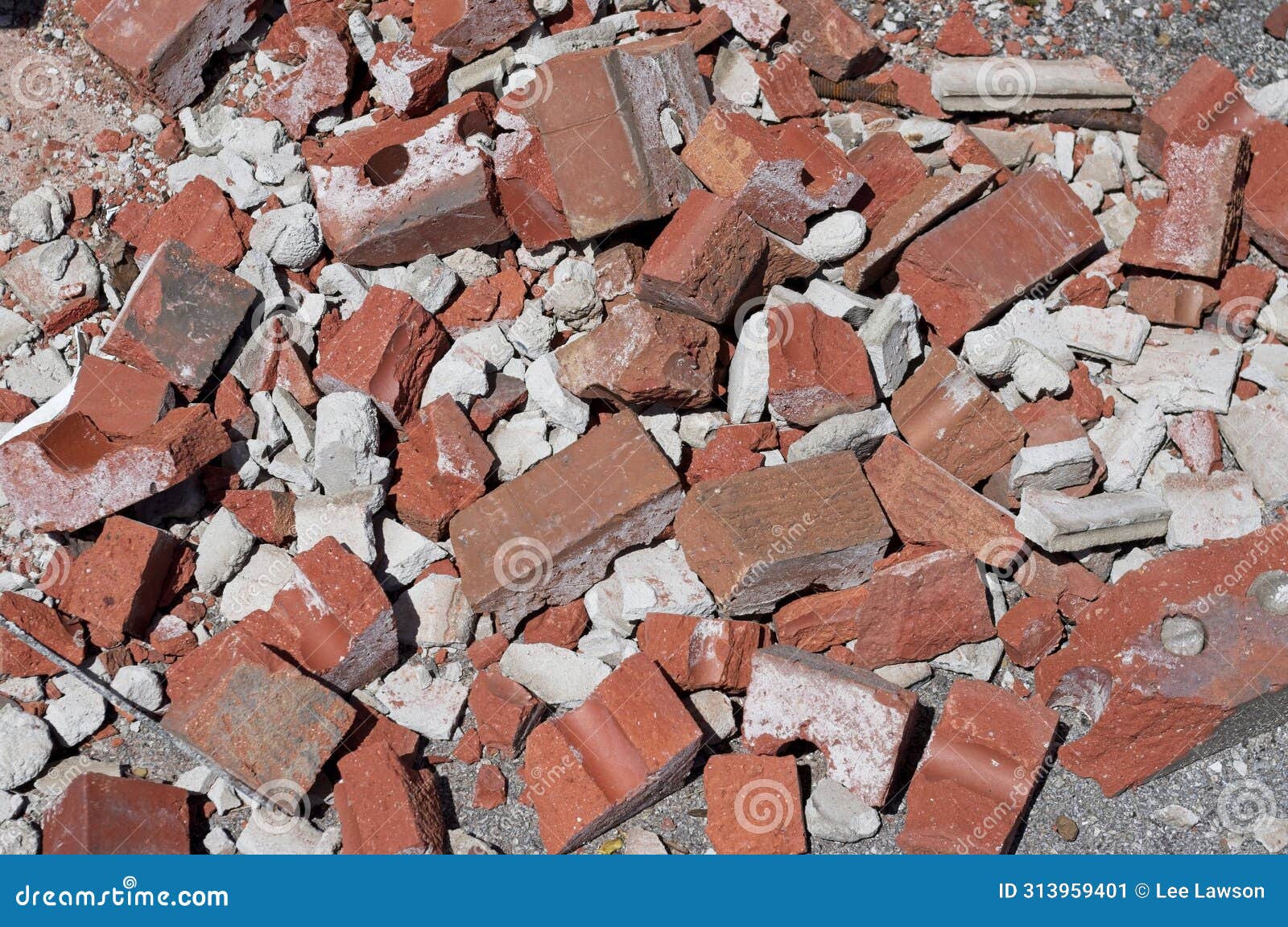Debris of Brick and Mortar at a Demolition Site Stock Image - Image of ...