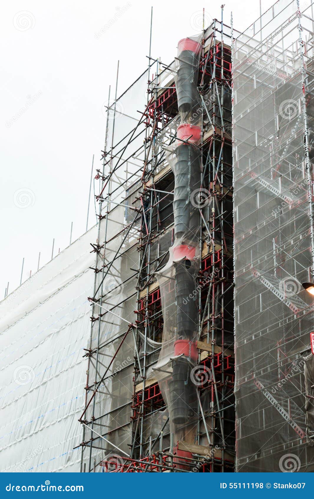 Debris Chute and Scaffolding Stock Photo - Image of demolition ...