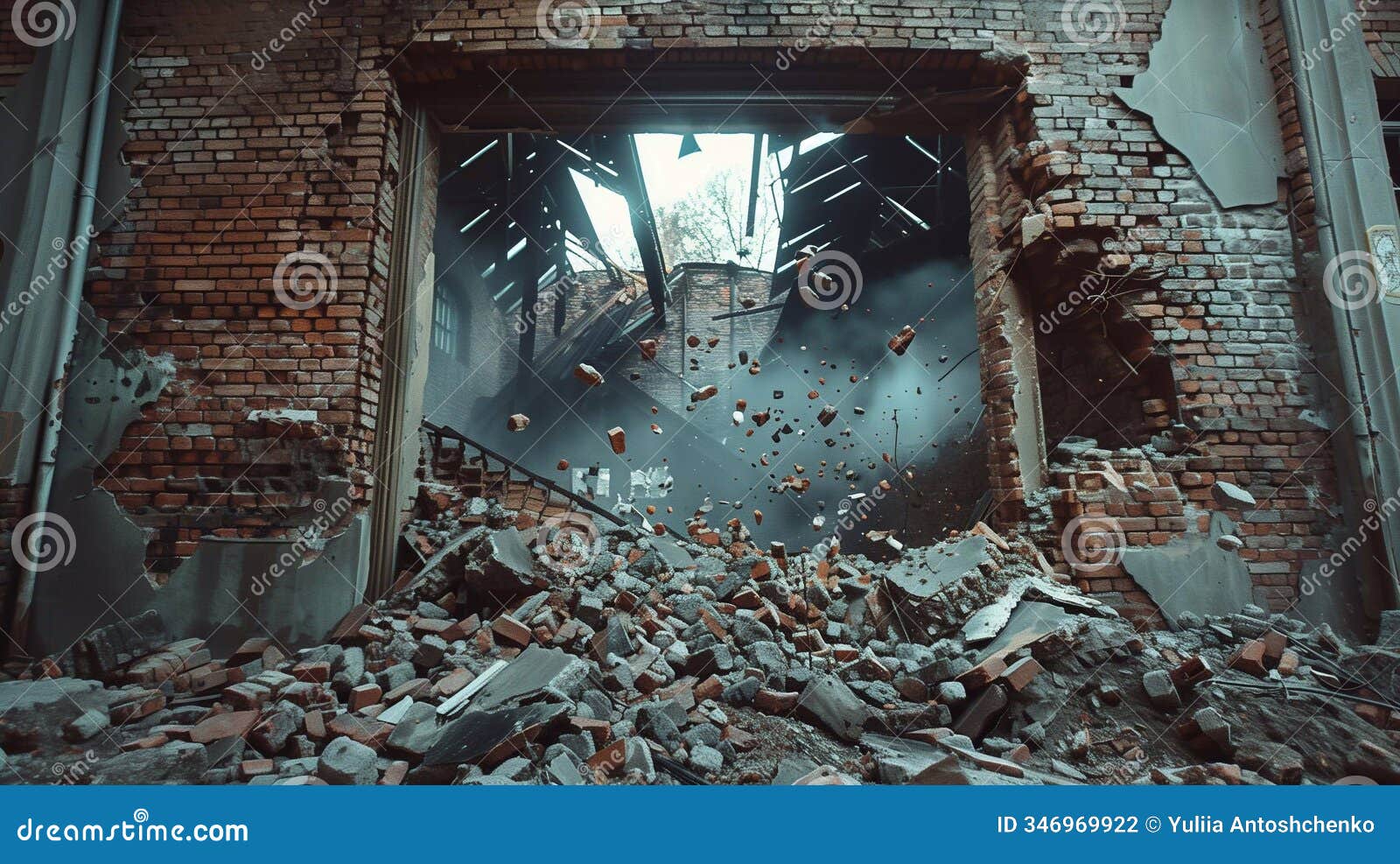 Debris Covers the Ground Where a Building Once Stood, Revealing ...