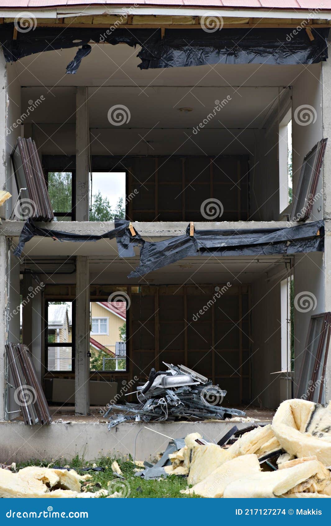 Debris in Front of Demolished House Stock Photo - Image of rubble ...