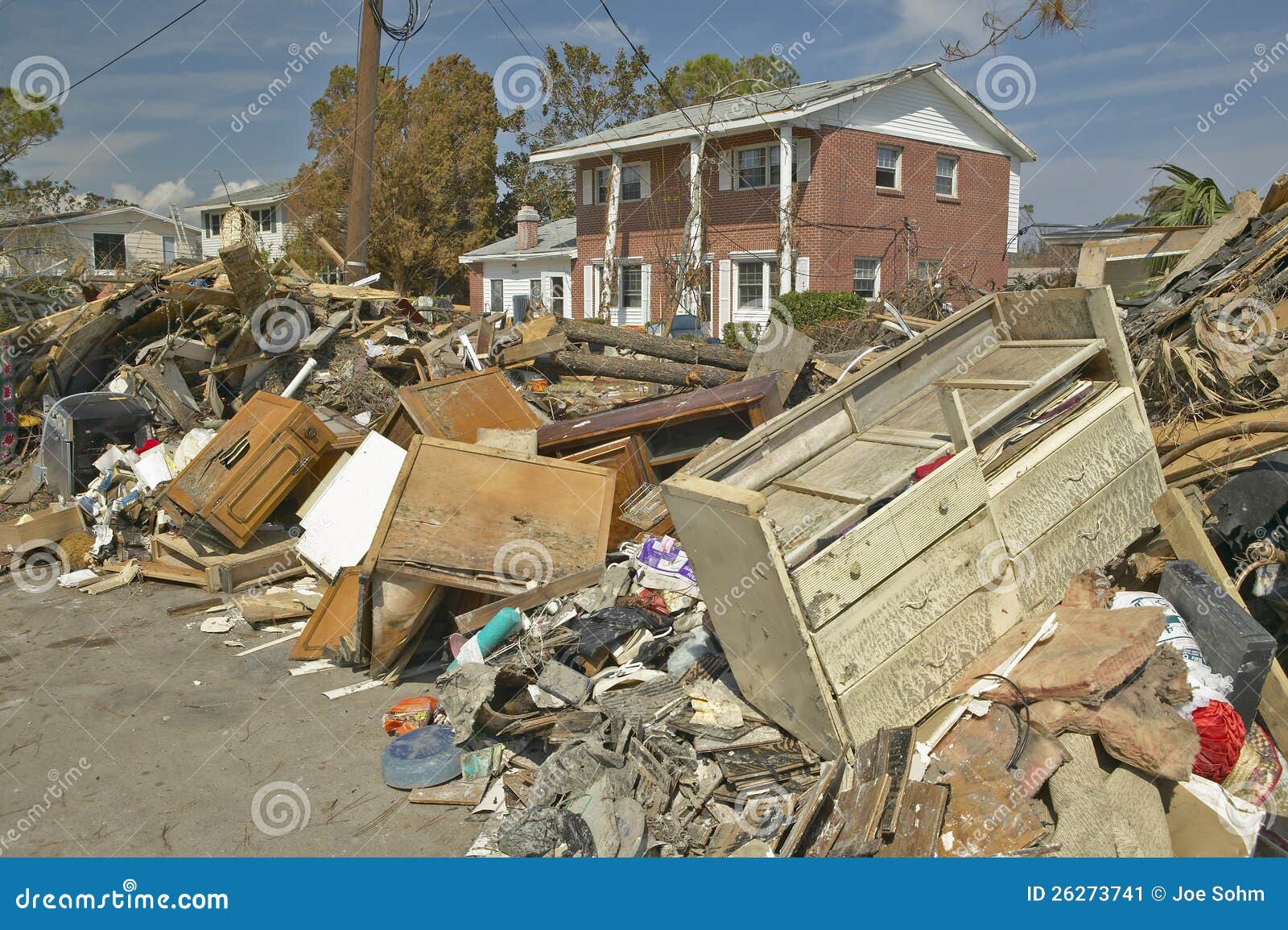 Debris in Front of House Heavily Hit Editorial Photo - Image of ...