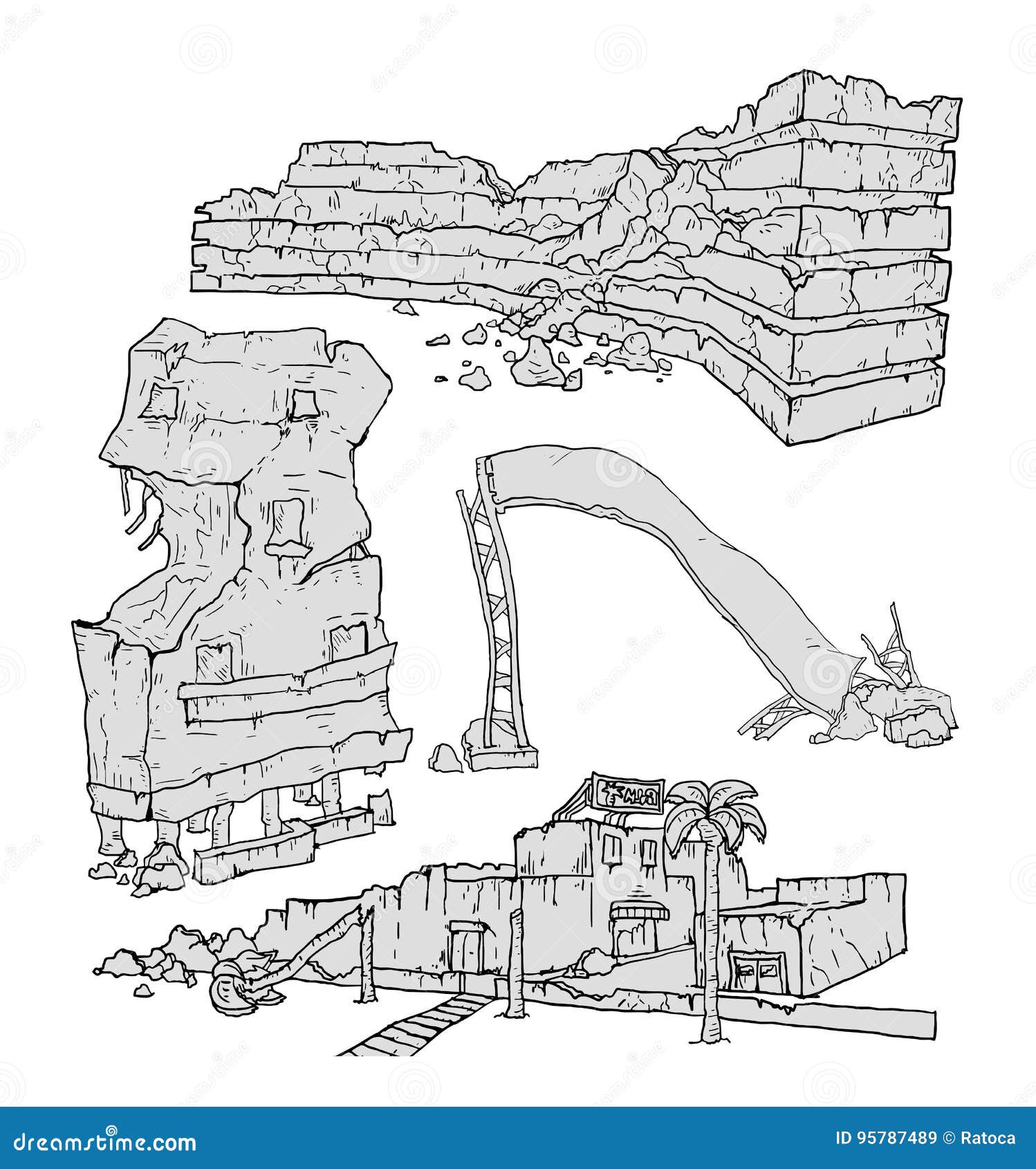 Debris illustration stock vector. Illustration of wall - 95787489