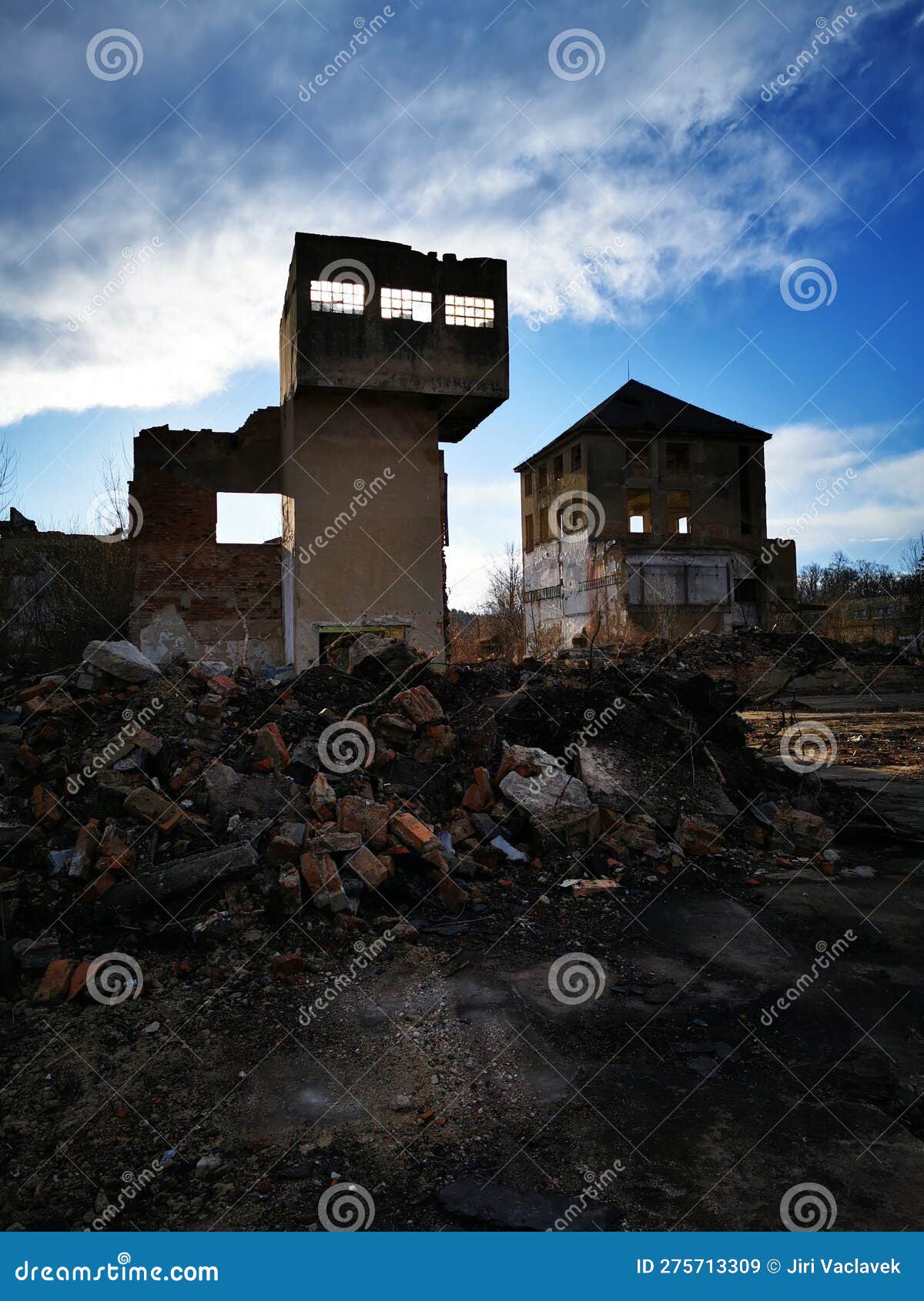 Debris of Old Factory Building Stock Image - Image of concrete, destroy ...