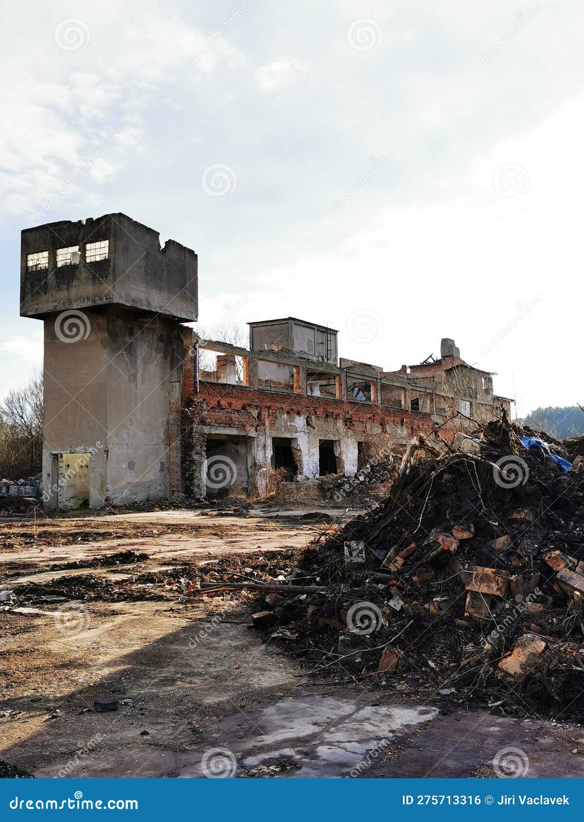 Debris of Old Factory Building Stock Photo - Image of industrial ...