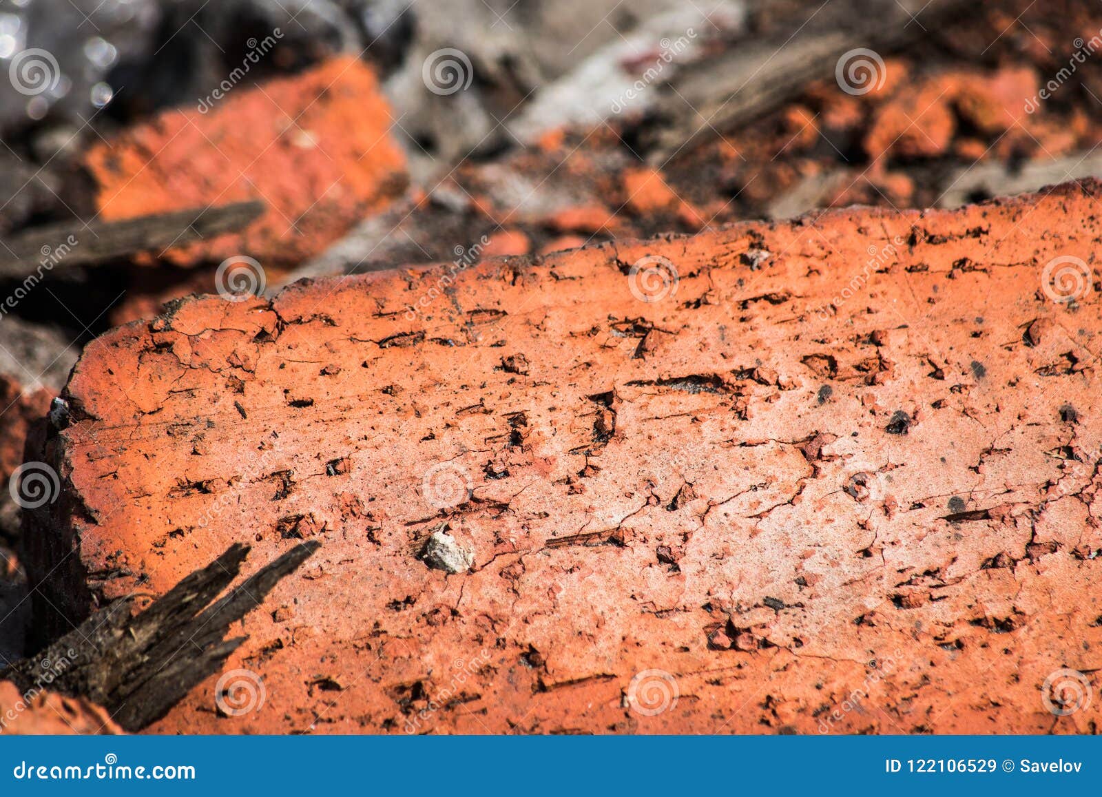 Debris Red Used Bricks and Boards is Close Stock Image - Image of rough ...