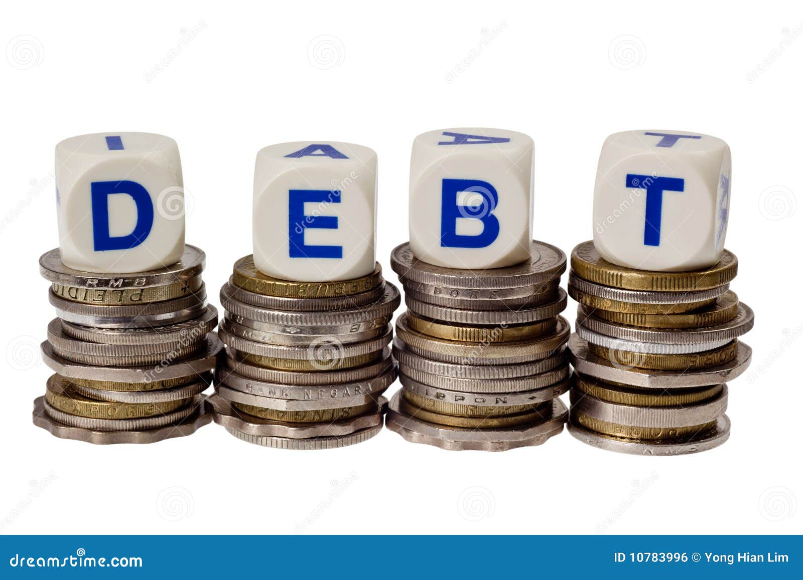 Debt stock photo. Image of isolated, pile, coin, stack - 10783996