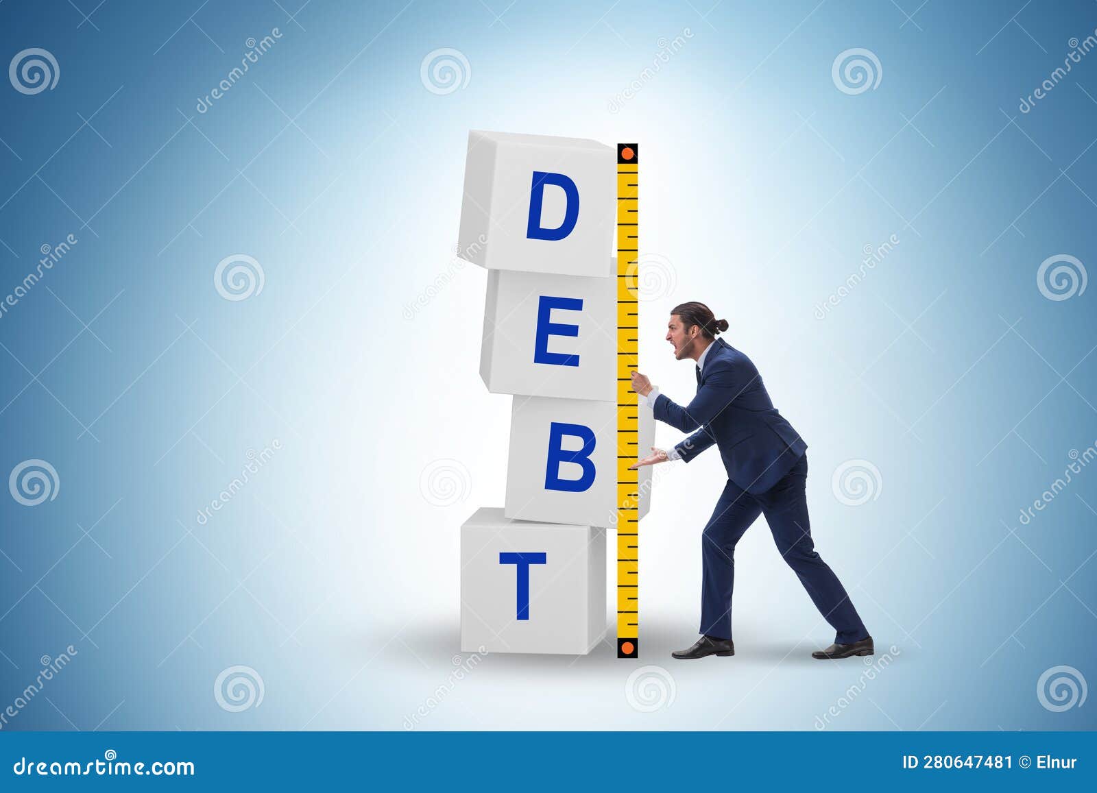 Debt Assessment Concept with Businessman Stock Image - Image of debt ...