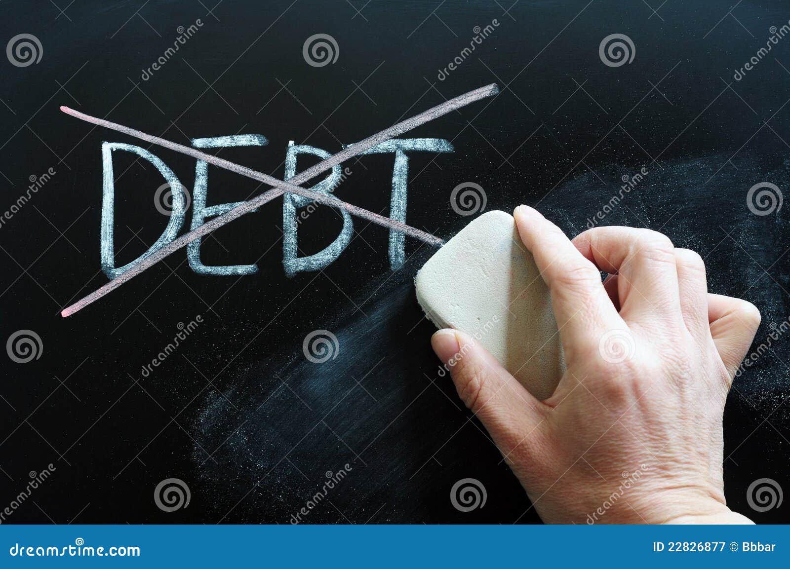 Debt Being Crossed Out and Wiped Stock Image - Image of depression ...