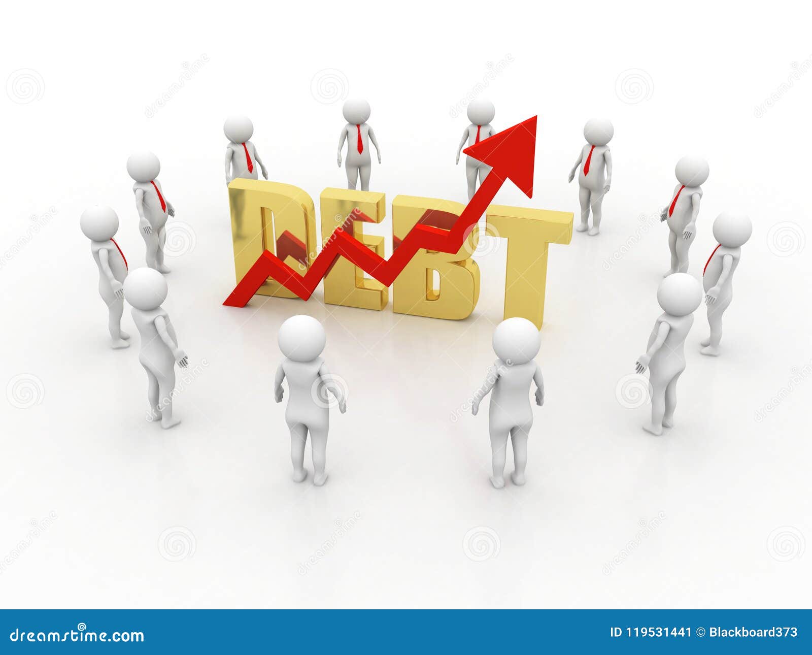 Debt Concept in White Background. 3d Render Stock Illustration ...