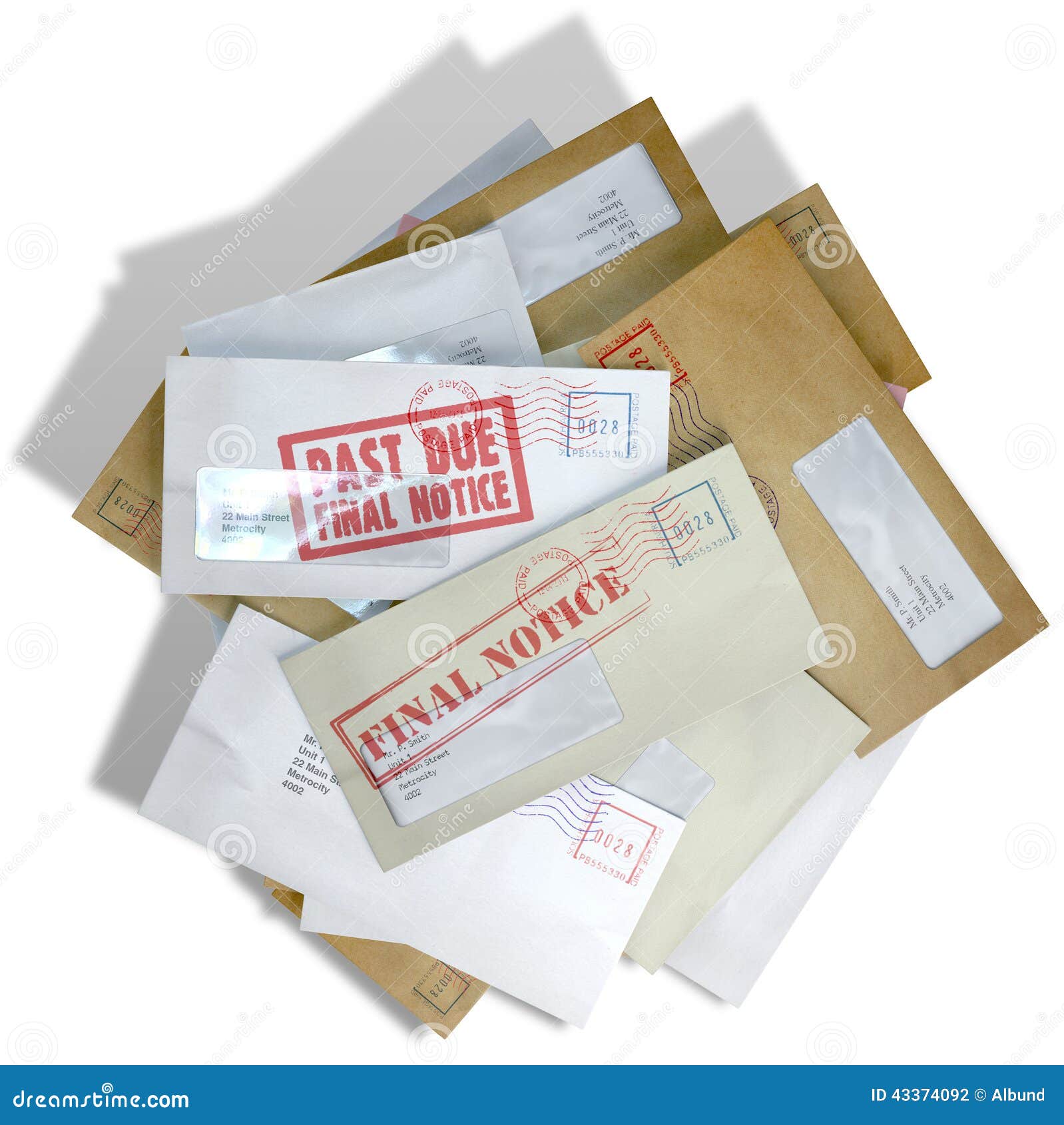 Debt Envelope Scattered Stack Stock Photo - Image of bill, outstanding ...