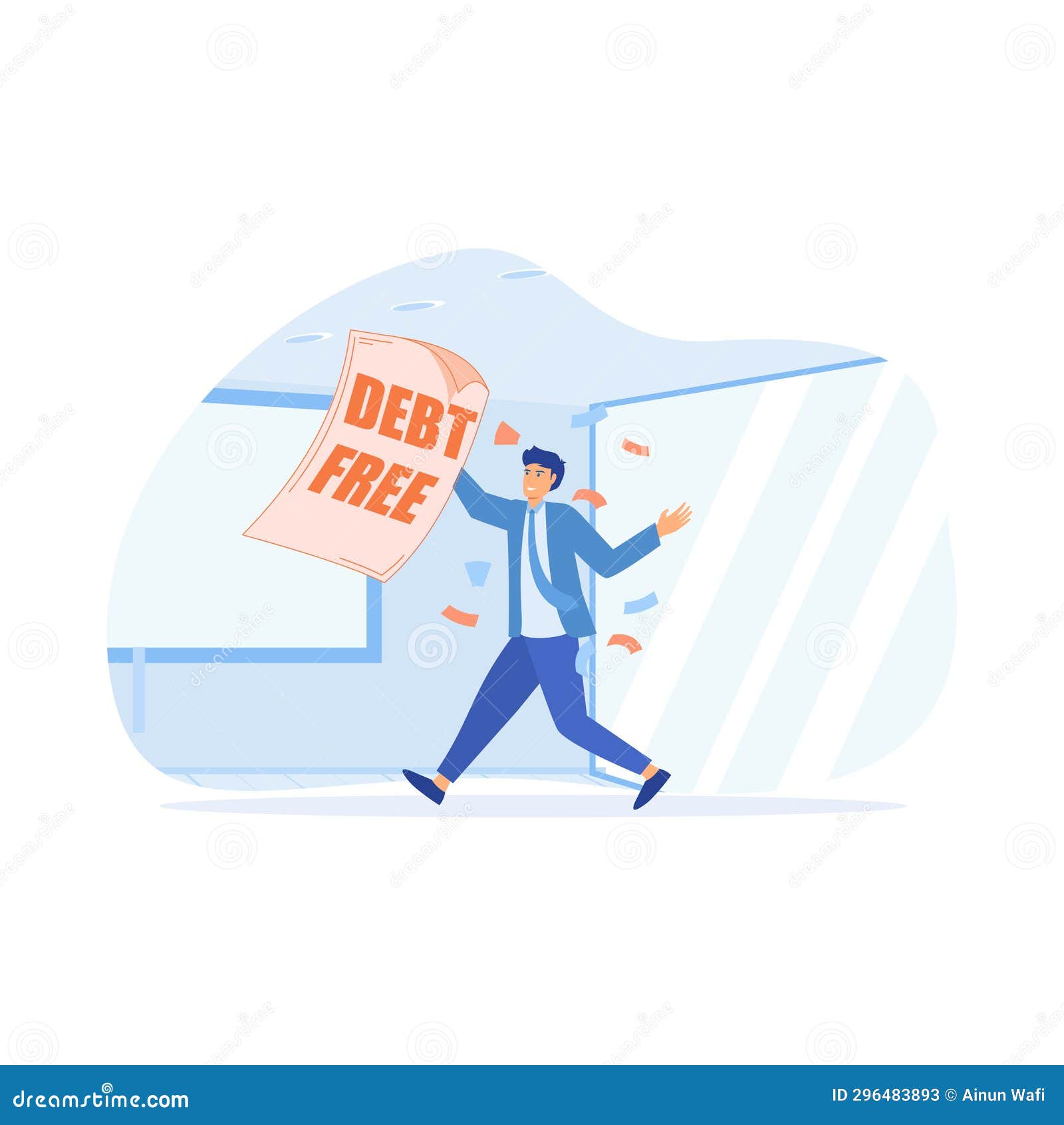 Debt Free. Businessman with Debt Free Letter Stock Illustration ...