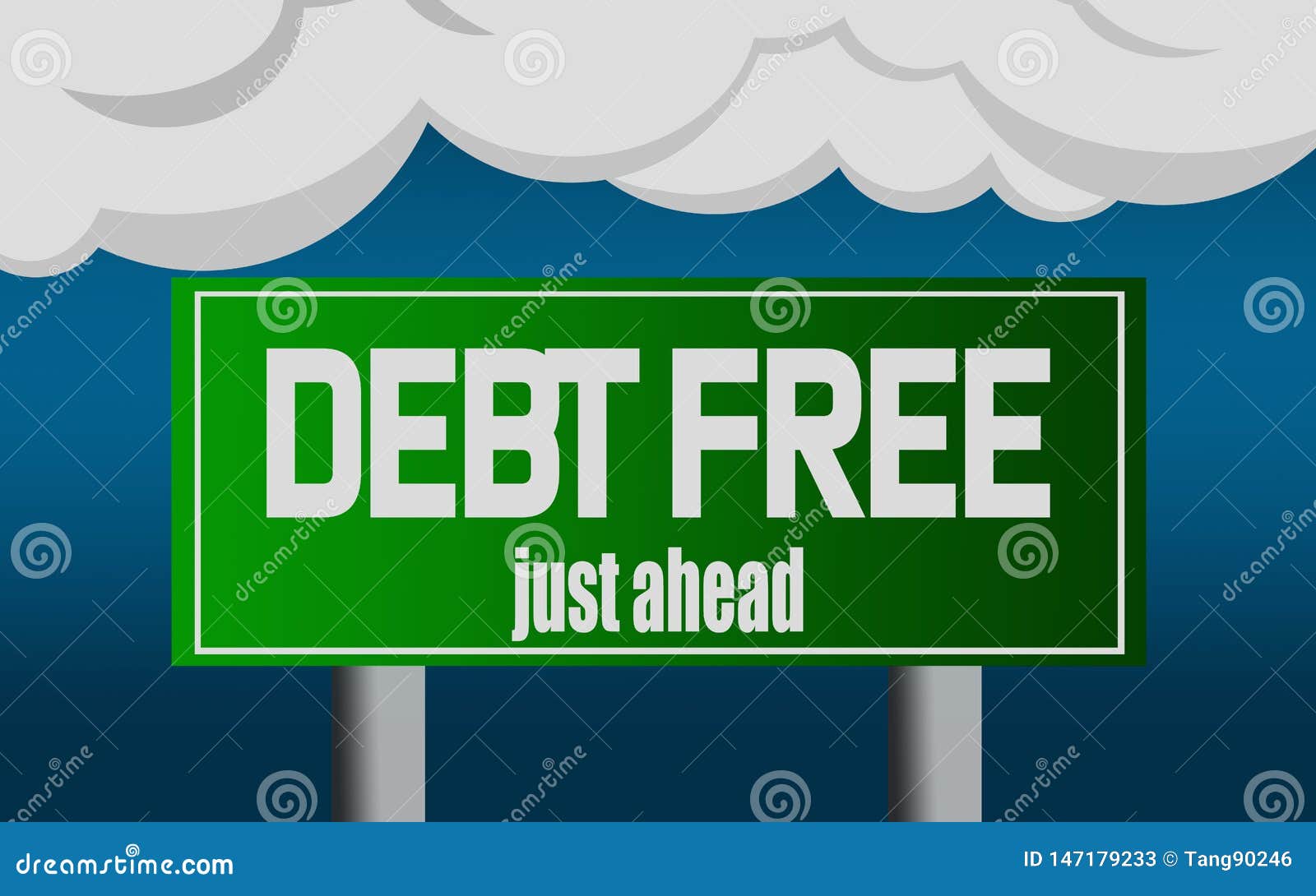 Debt Free Word with Exit Highway Street Sign Stock Illustration ...