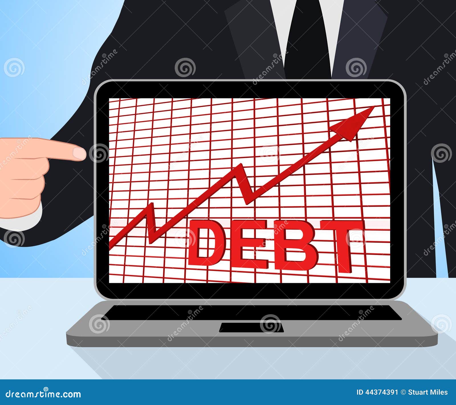 Debt Graph Chart Displays Increase Financial Indebted Stock ...