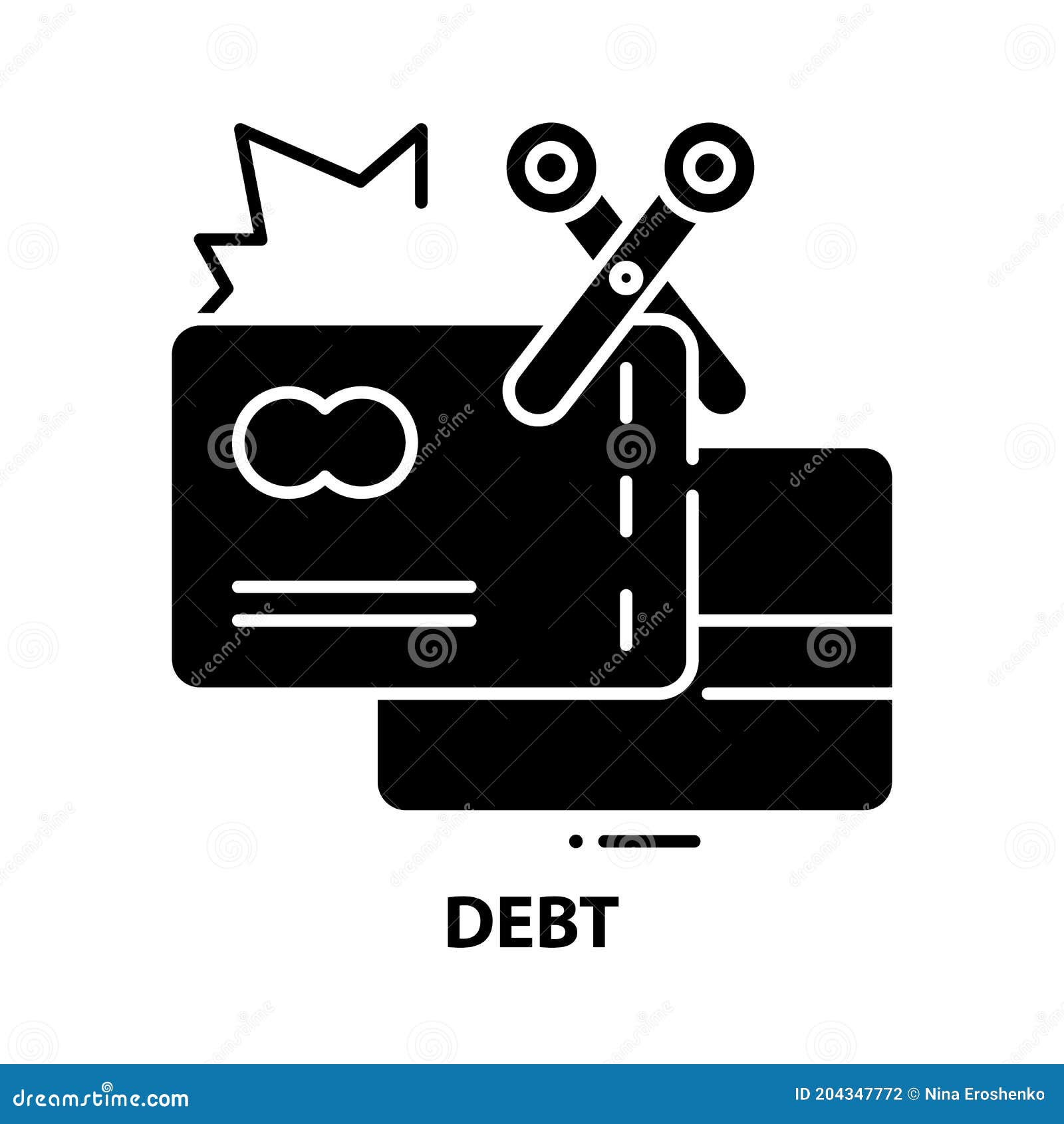 Debt Icon, Black Vector Sign with Editable Strokes, Concept ...