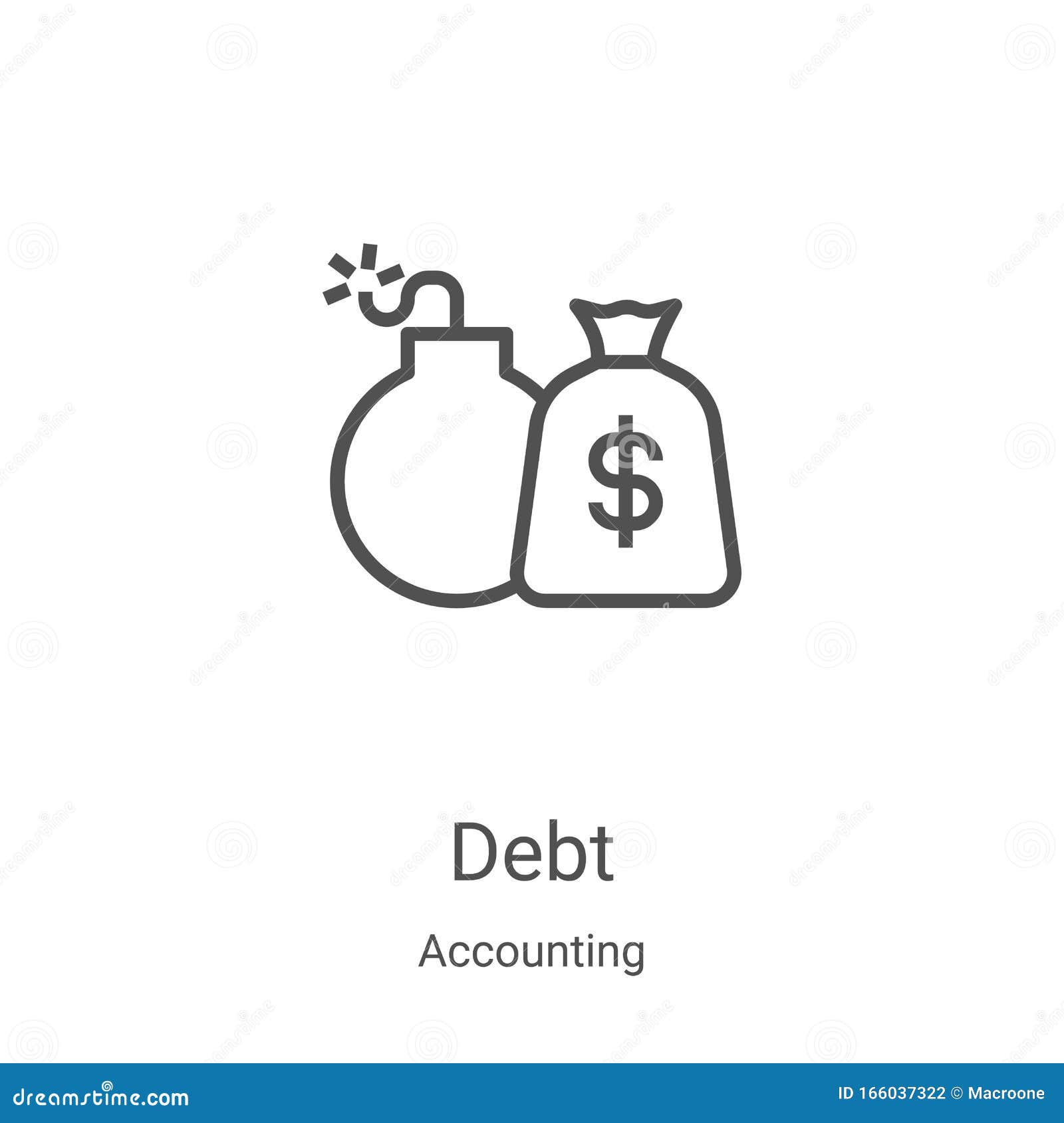 Debt Icon Vector from Accounting Collection. Thin Line Debt Outline ...