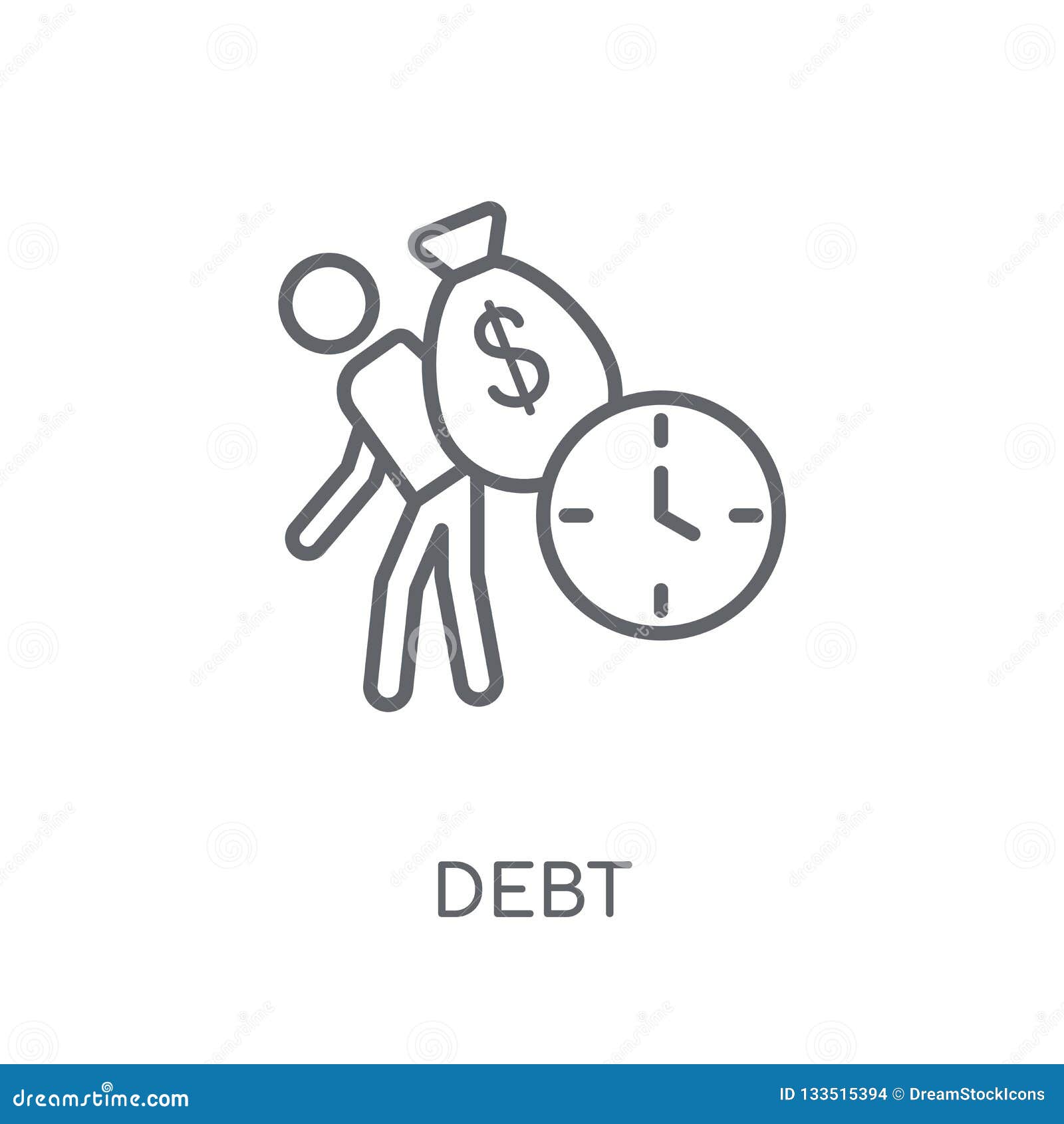 Debt Linear Icon. Modern Outline Debt Logo Concept on White Back Stock ...