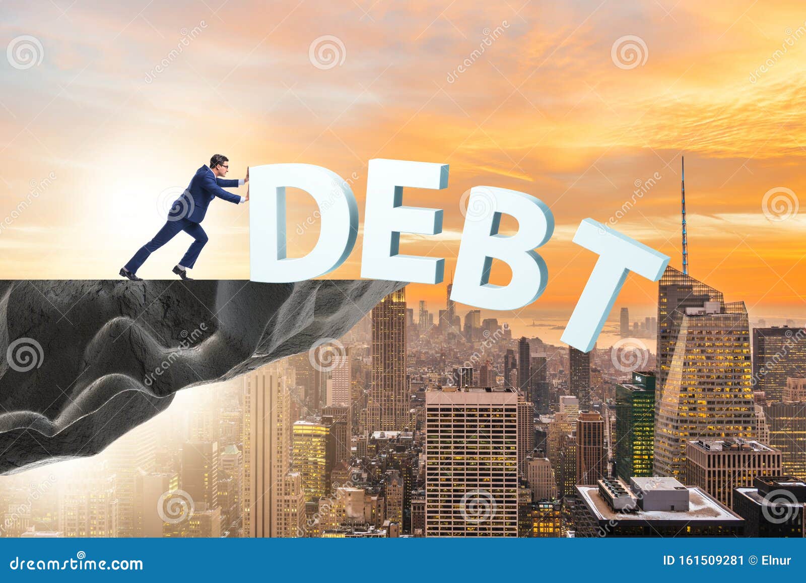 Debt and Loan Concept with Businessman Stock Image - Image of economy ...