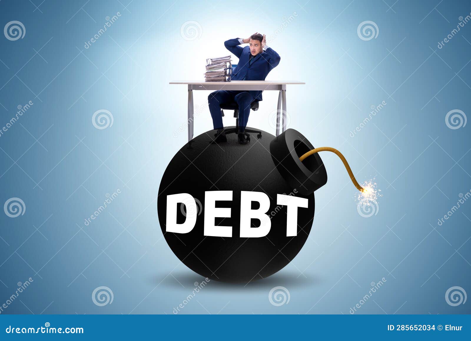 Debt and Loan Concept with Exploding Bomb Stock Photo - Image of ...