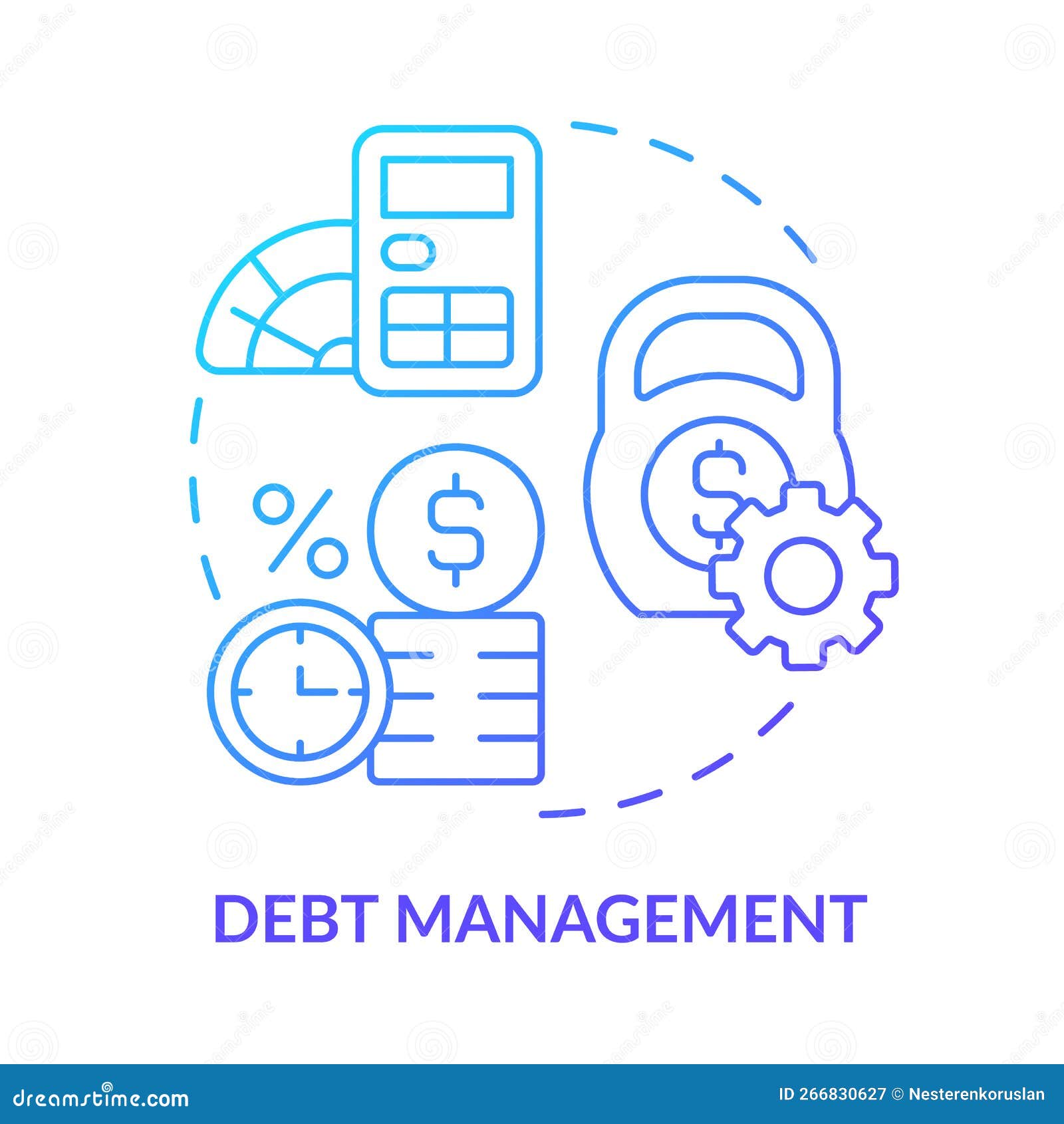 Debt Management Blue Gradient Concept Icon Stock Vector - Illustration of economic, function ...
