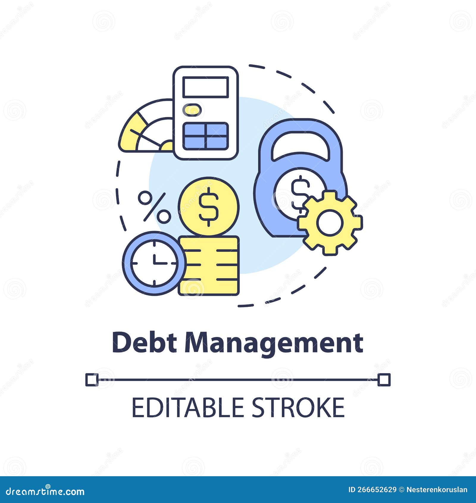 Debt Management Concept Icon Stock Illustration - Illustration of rate ...