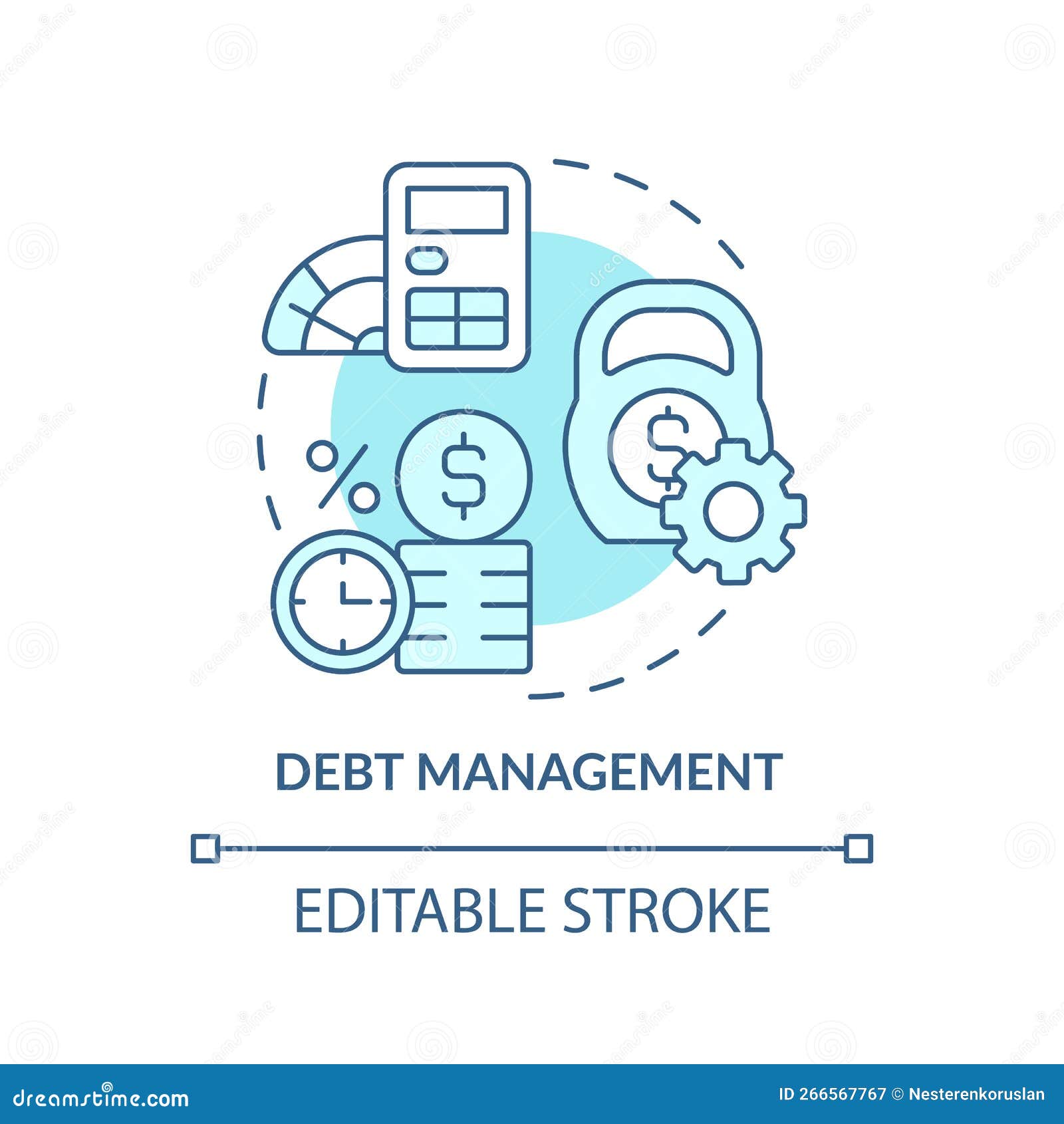 Debt Management Turquoise Concept Icon Stock Vector - Illustration of ...