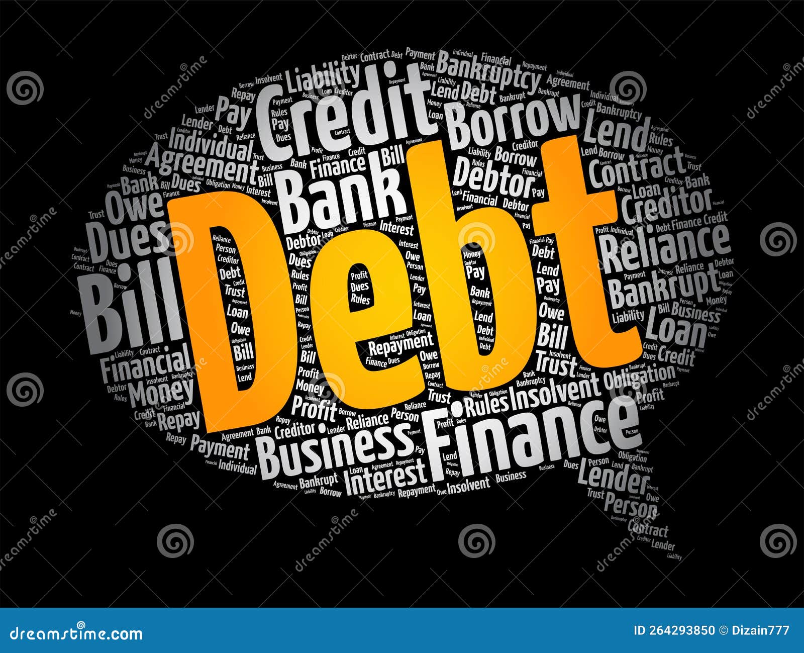 Debt Message Bubble Word Cloud Collage, Business Concept Background ...