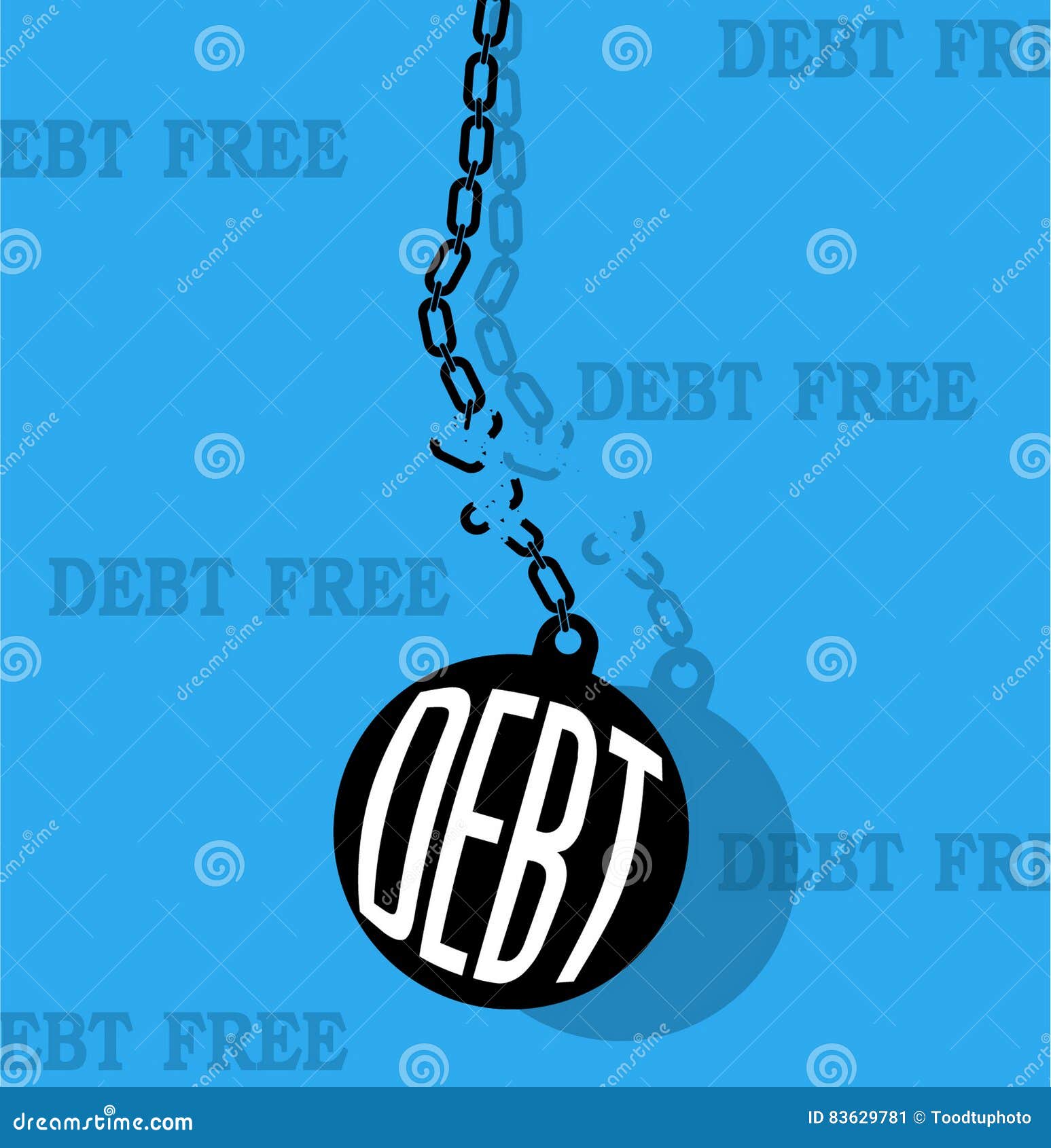 Debt with Metal Ball and Chain Break Stock Vector - Illustration of ...