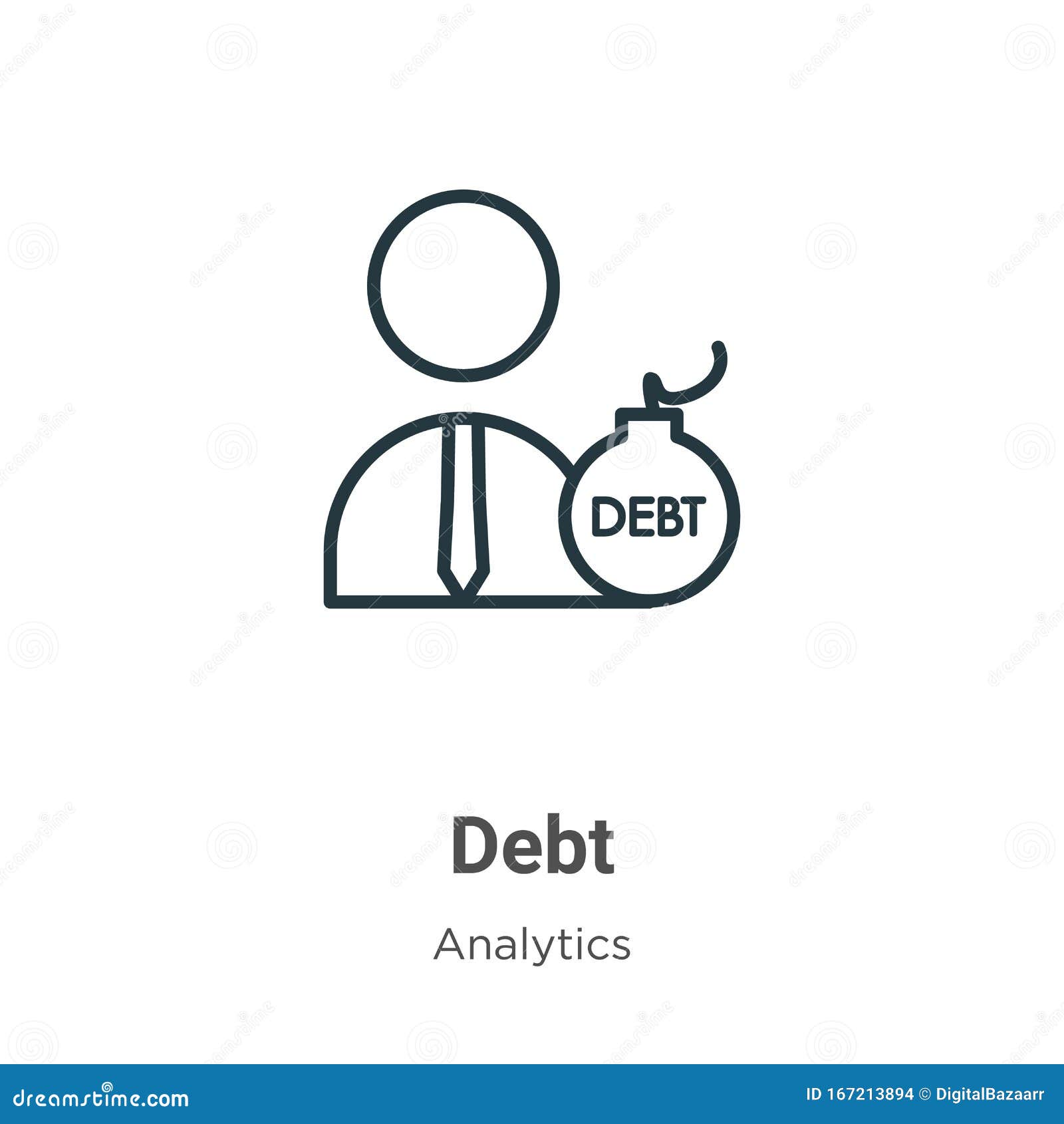 Debt Outline Vector Icon. Thin Line Black Debt Icon, Flat Vector Simple ...