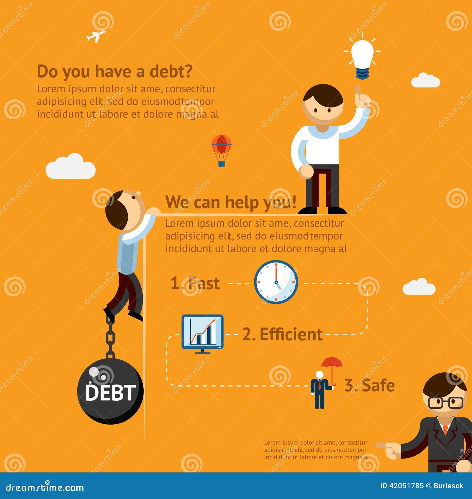 Debt poster concept stock vector. Illustration of difficulty - 42051785