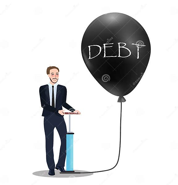 Debt Problem Concept of Pumping Baloon Economic Problem Bubble ...