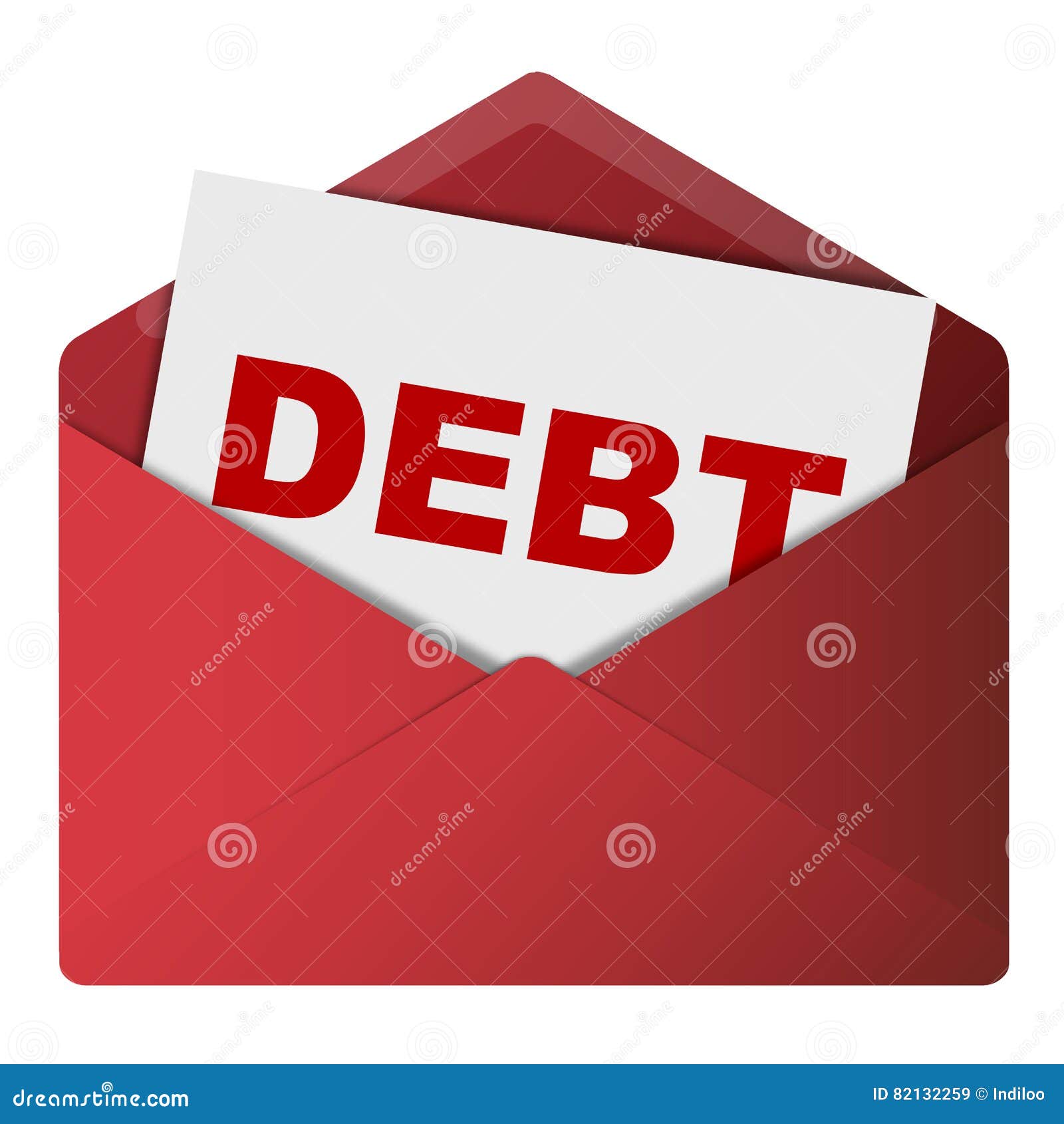 Debt in a red envelope stock illustration. Illustration of repay - 82132259