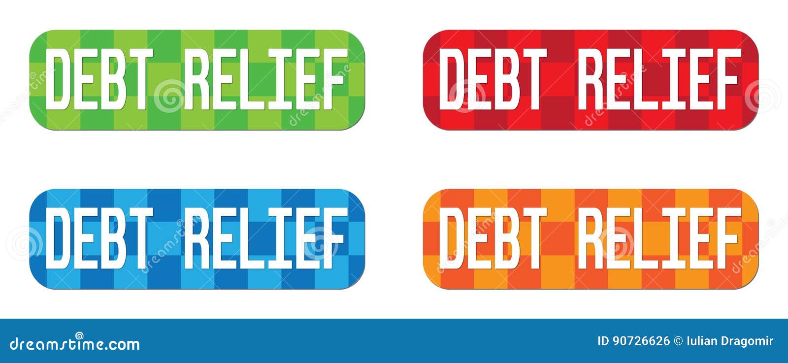 DEBT RELIEF Text, on Rectangle, Zig Zag Pattern Stamp Sign. Stock ...