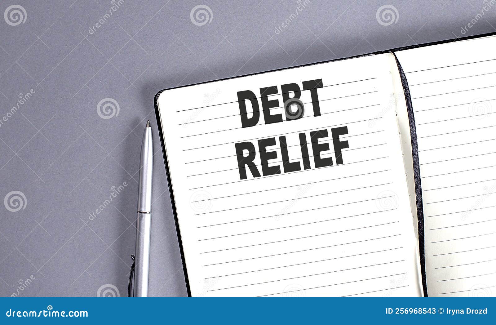 DEBT RELIEF Word on the Notebook with Pen Stock Image - Image of wealth ...