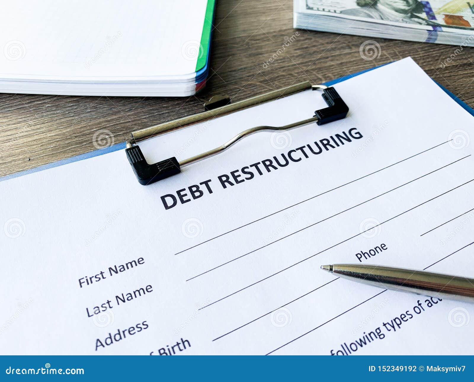 Debt Restructuring Document with Graph on Table. Stock Photo - Image of ...