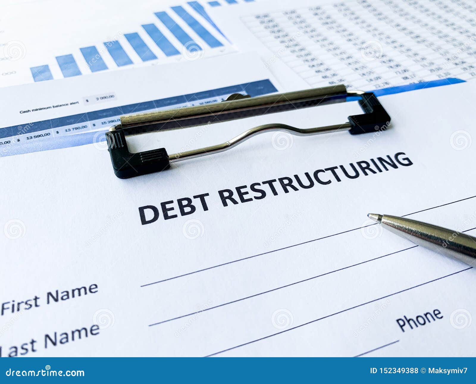 Debt Restructuring Document with Graph on Table. Stock Photo - Image of ...