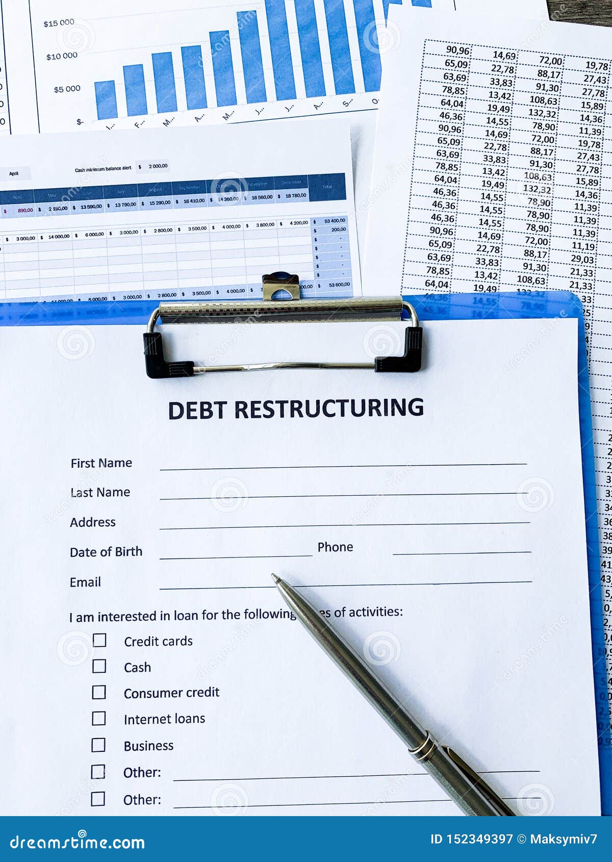 Debt Restructuring Document with Graph on Table. Stock Image - Image of ...