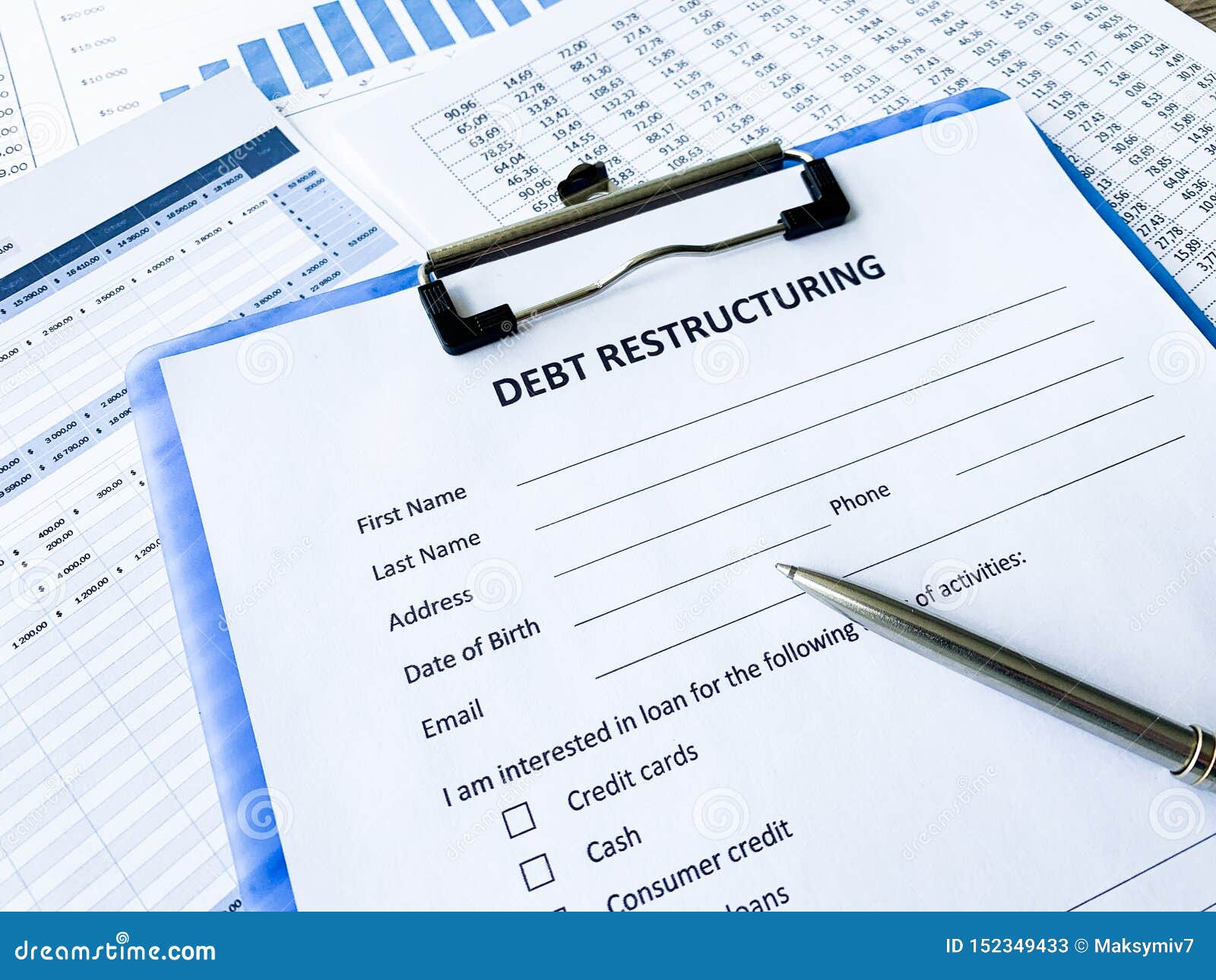 Debt Restructuring Document with Graph on Table. Stock Image - Image of ...
