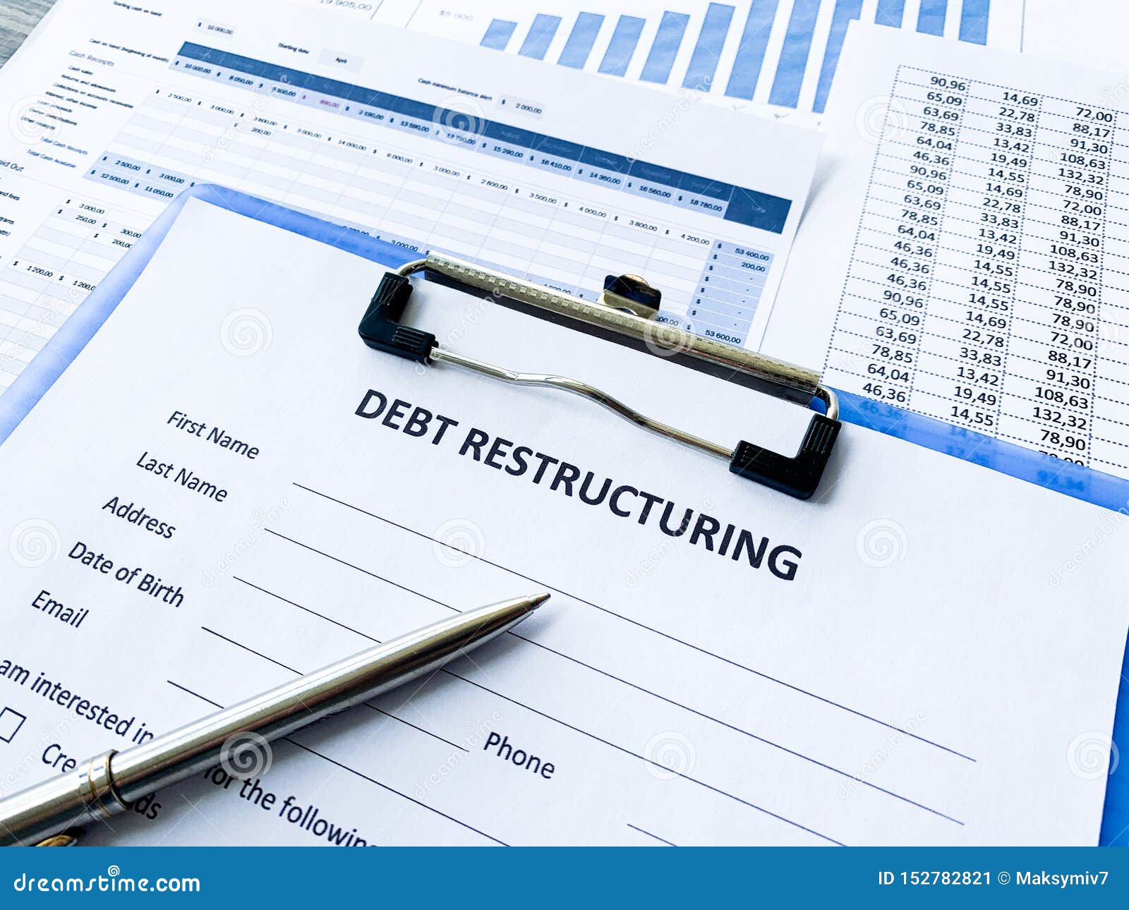 Debt Restructuring Document with Graph on Table. Stock Image - Image of ...