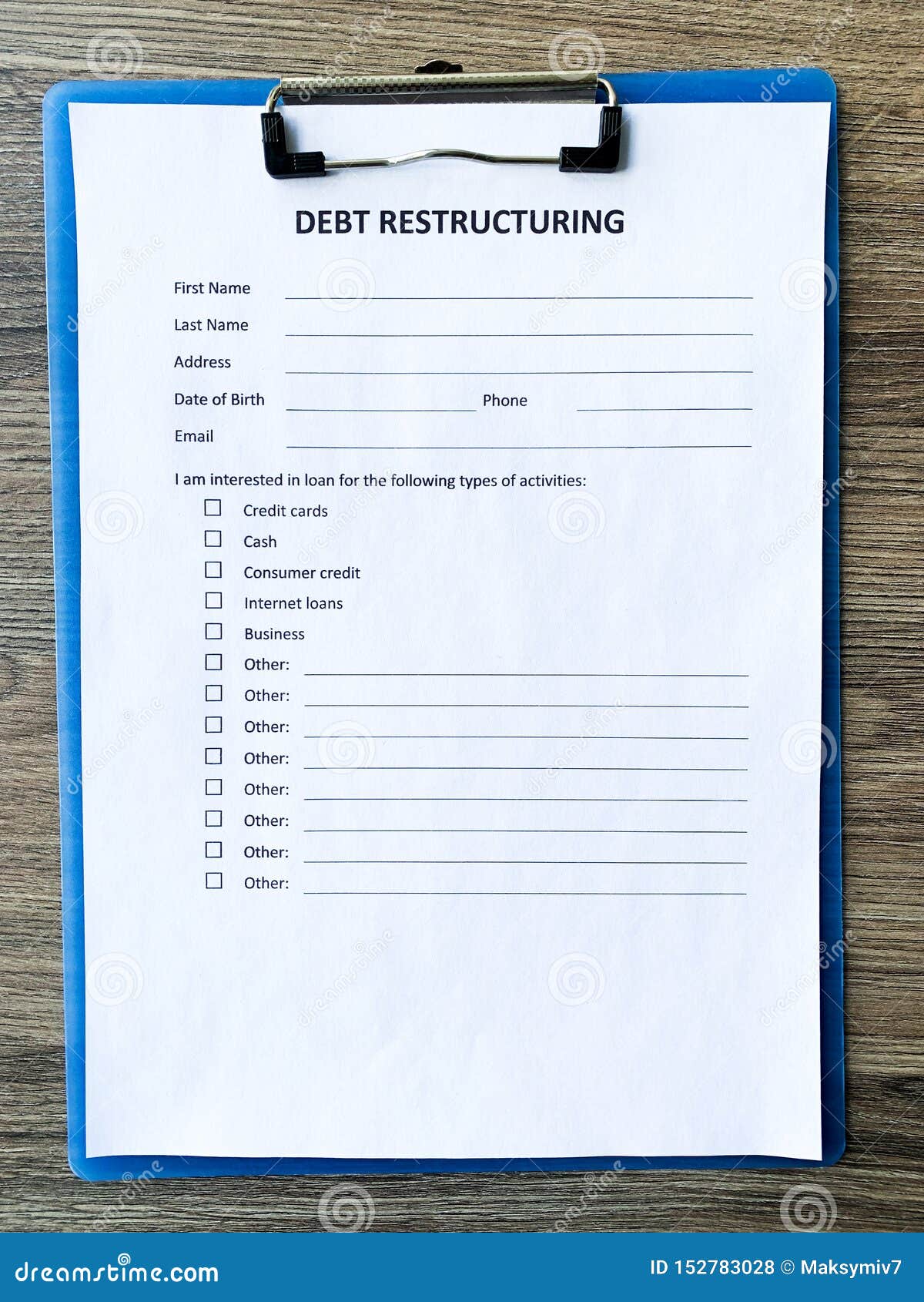 Debt Restructuring Document with Graph on Table. Stock Photo - Image of ...