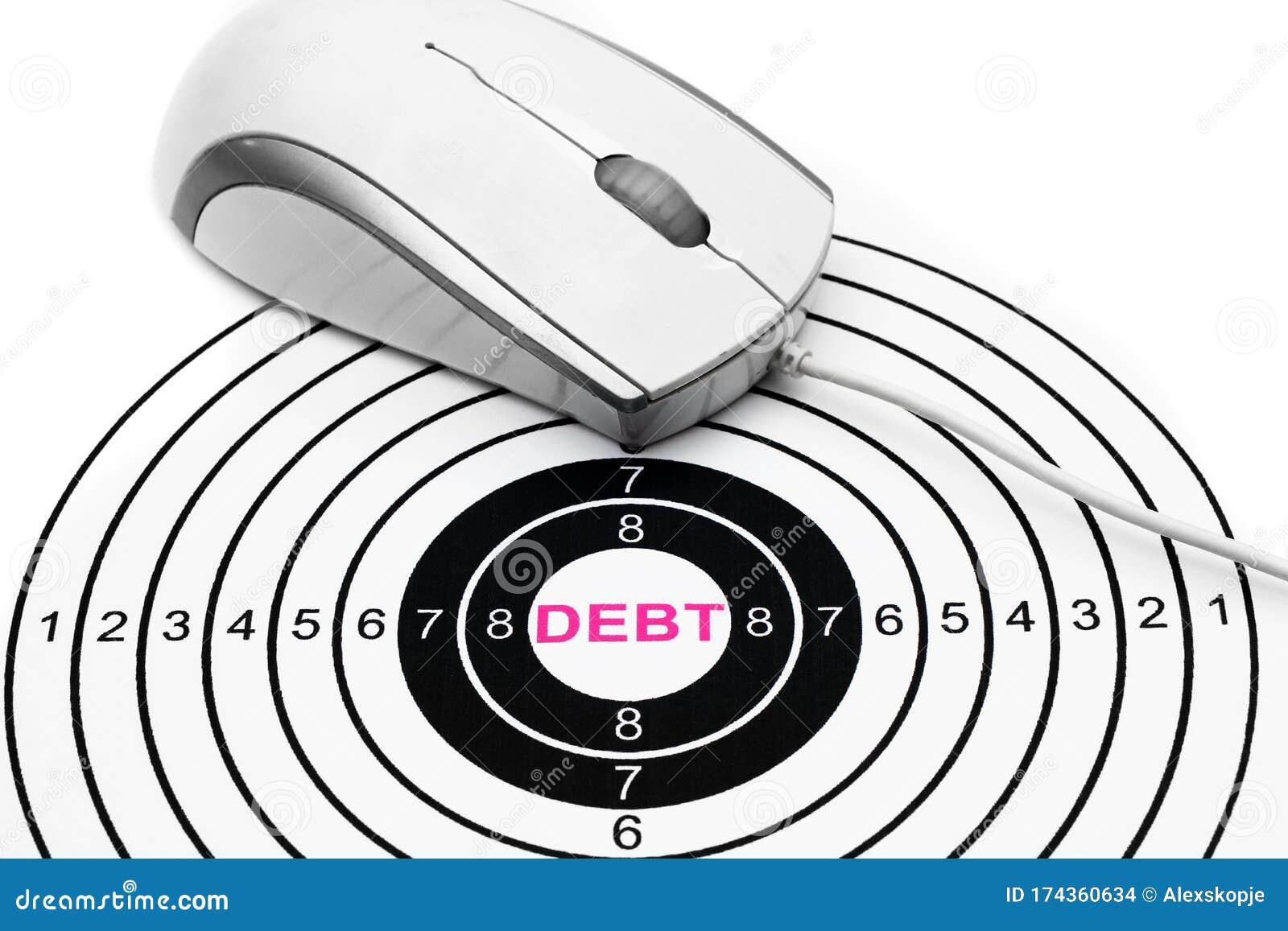 Debt target concept stock photo. Image of shot, black - 174360634