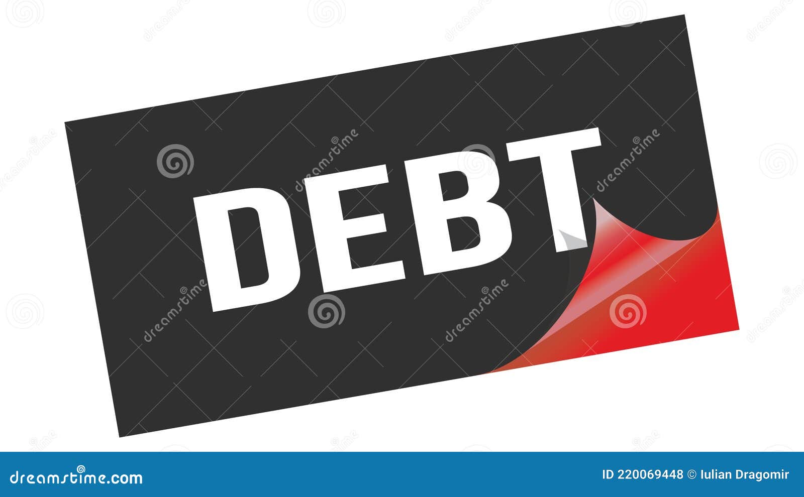 DEBT Text on Black Red Sticker Stamp Stock Illustration - Illustration ...